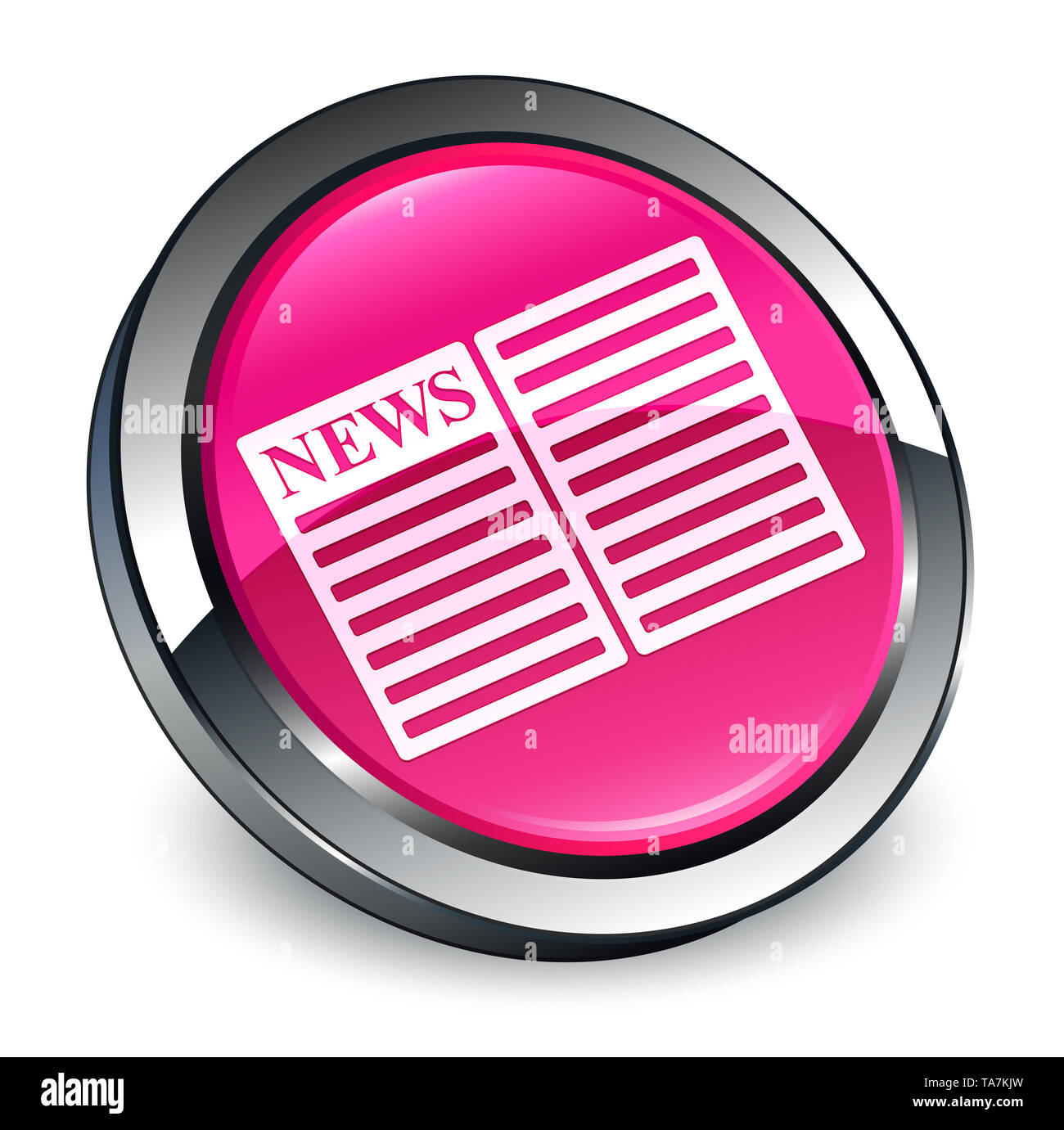 Newspaper icon isolated on 3d pink round button abstract illustration ...