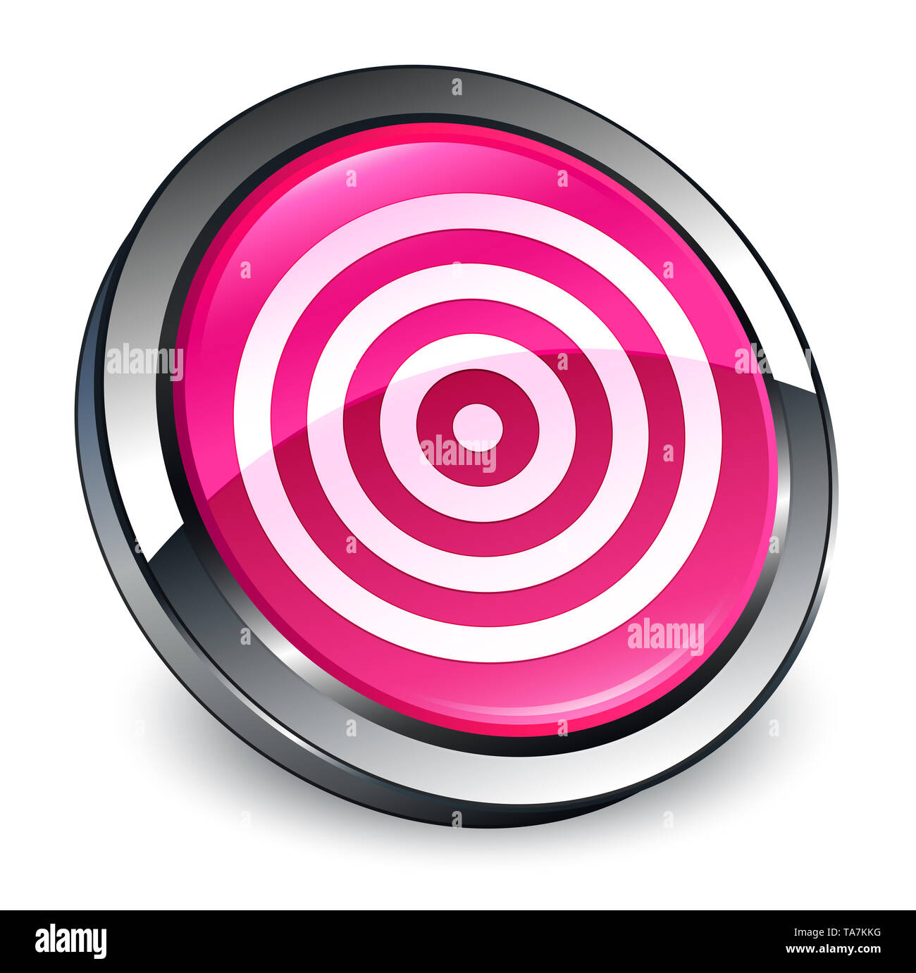 Target icon isolated on 3d pink round button abstract illustration ...