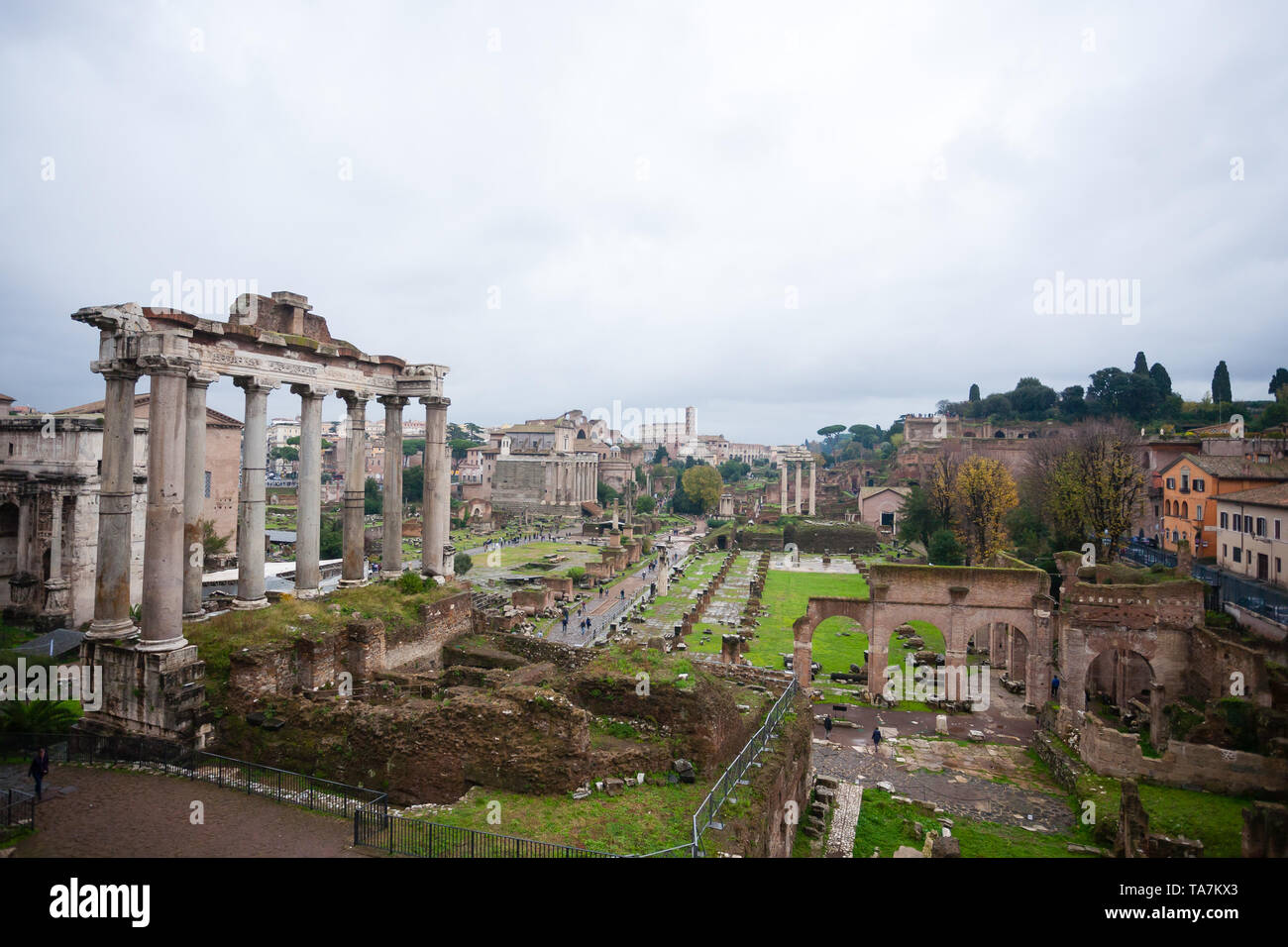 Imperial forums view, Rome, Italy. Roma landscape. Old ruins Stock ...