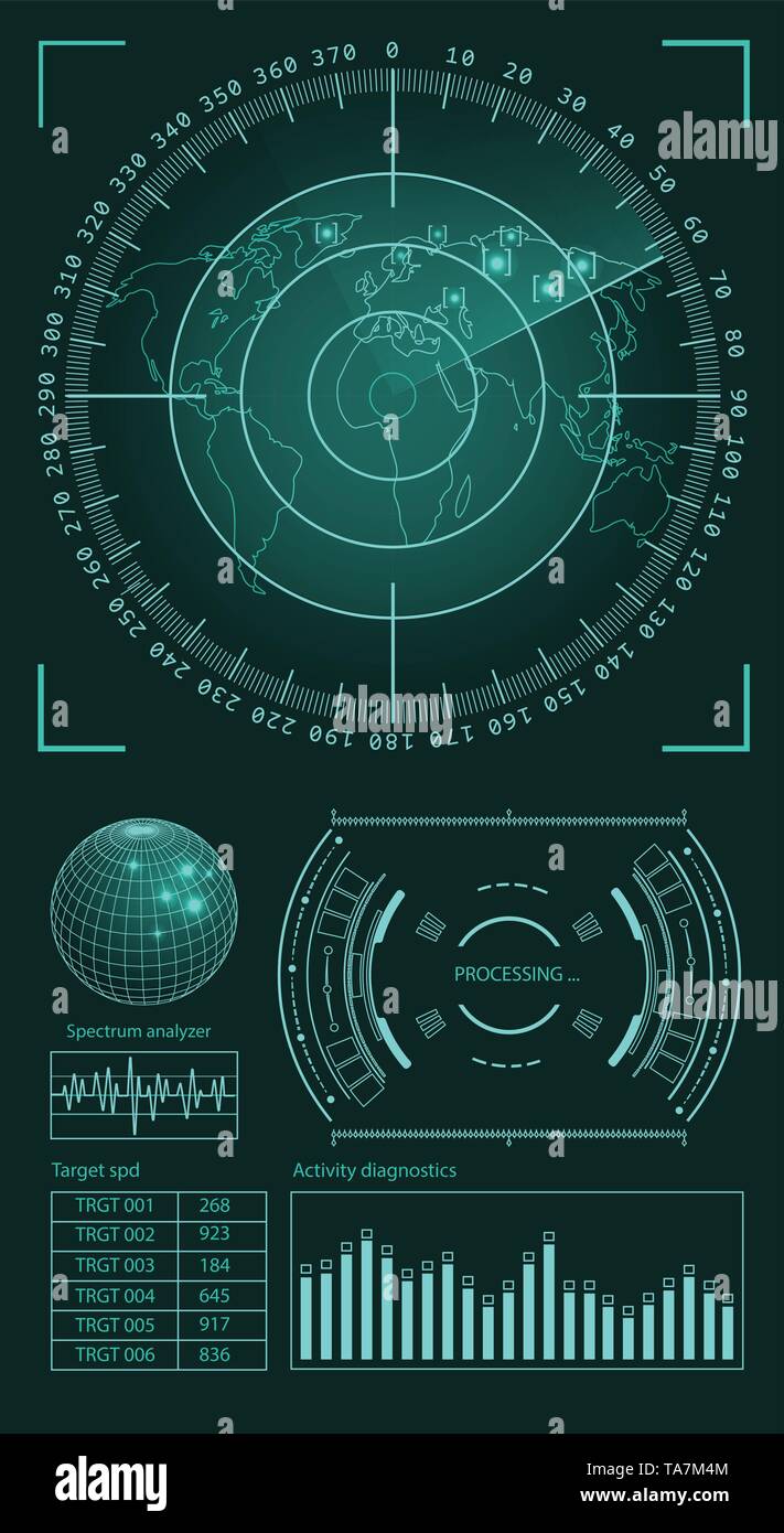 Futuristic user interface HUD tech elements for game creation or ...