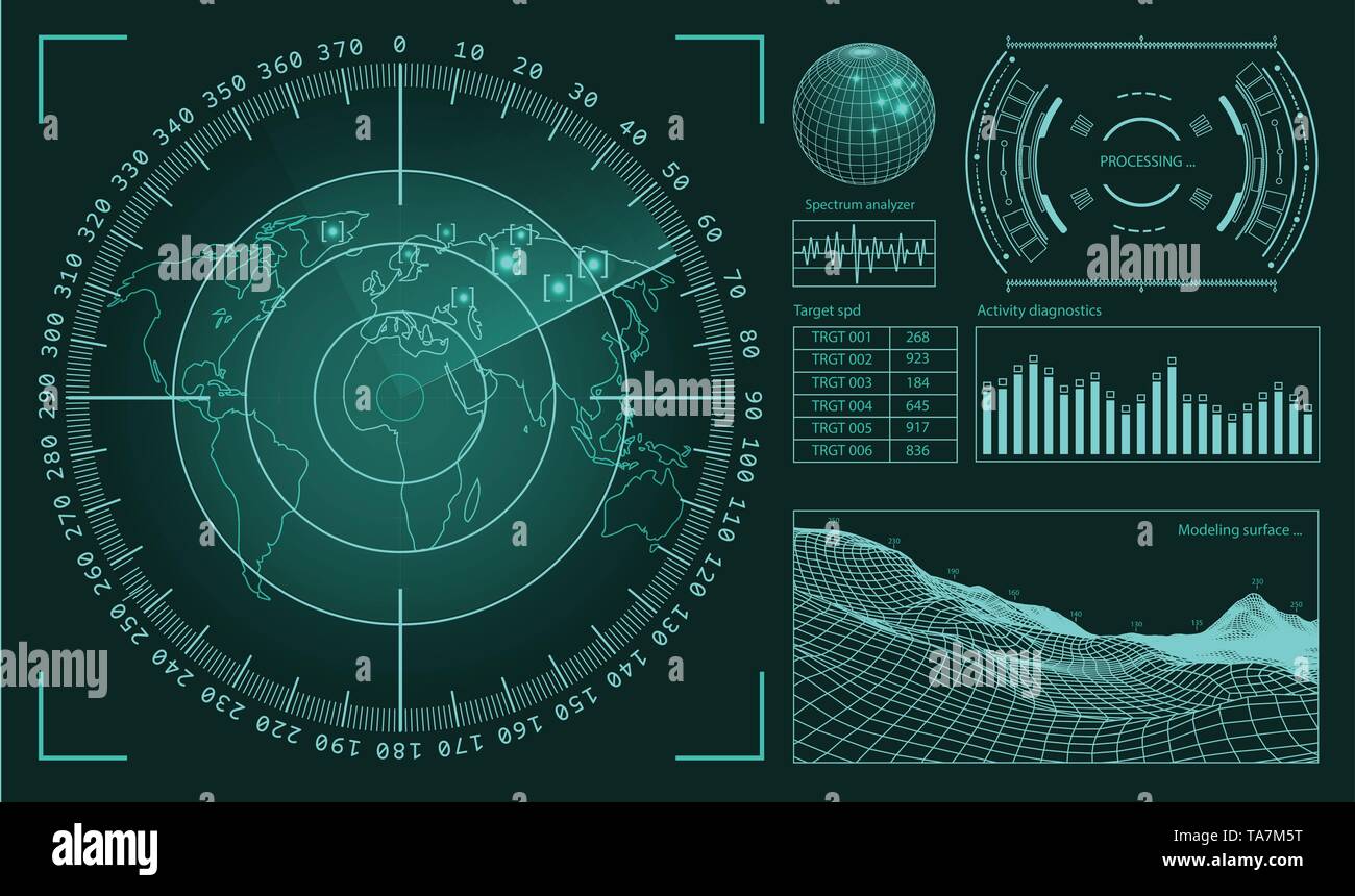Futuristic user interface HUD tech elements for game creation or ...
