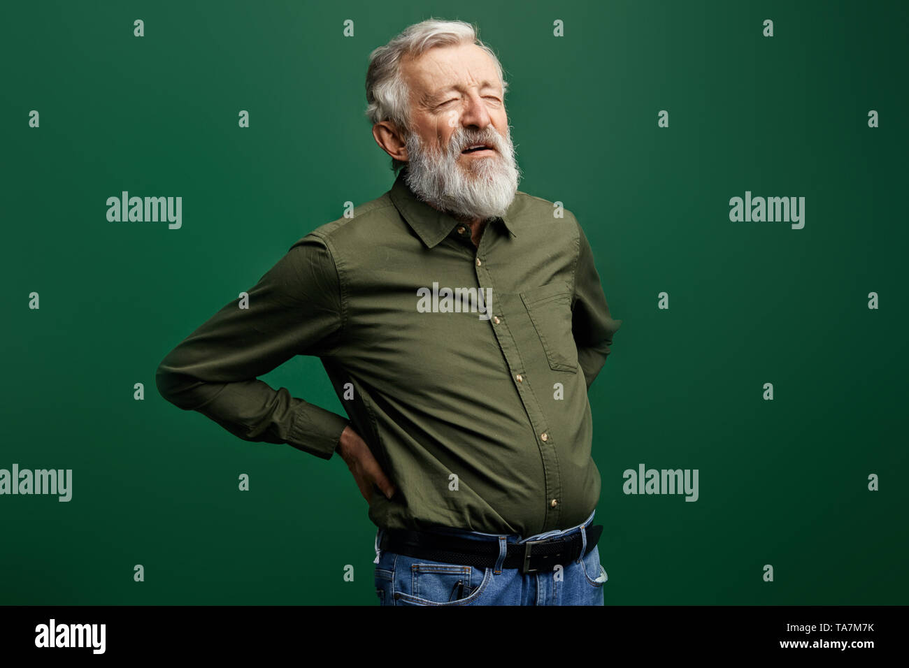 week sick old man cannot stand stright, poor man suffering from ...