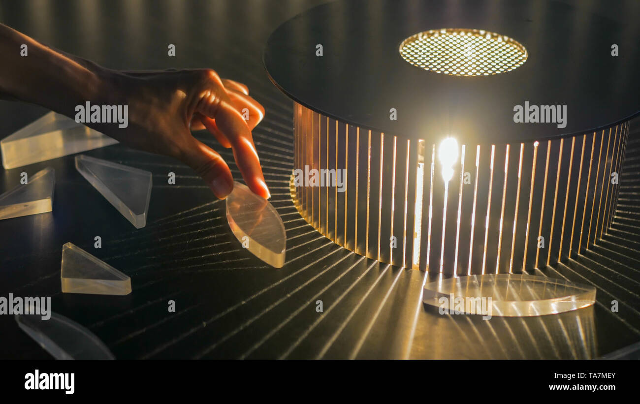 Interactive exposition in science museum - effect of refraction Stock ...