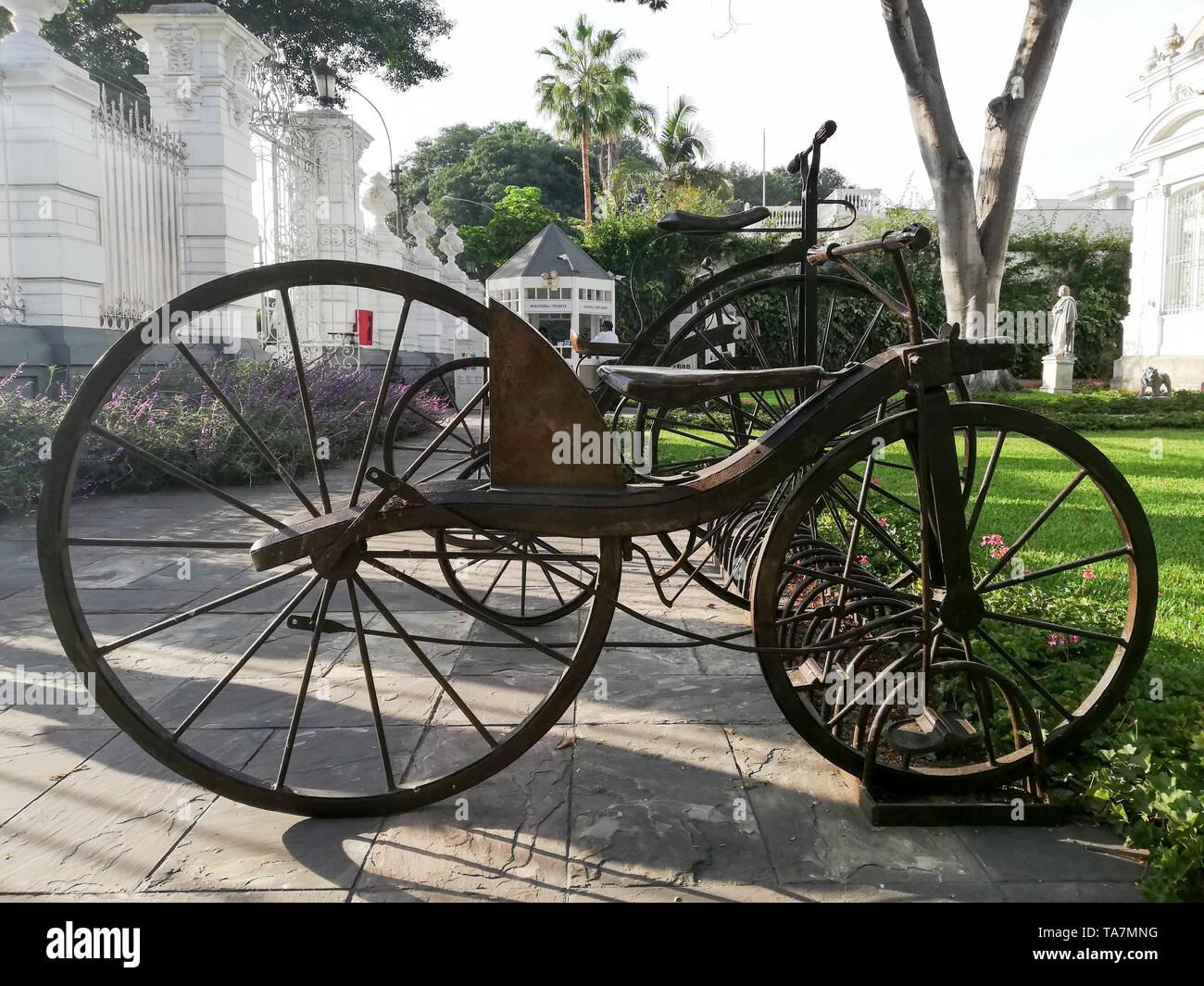 old fashioned bicycleold bicycle of well-preserved iron. Nice Stock ...