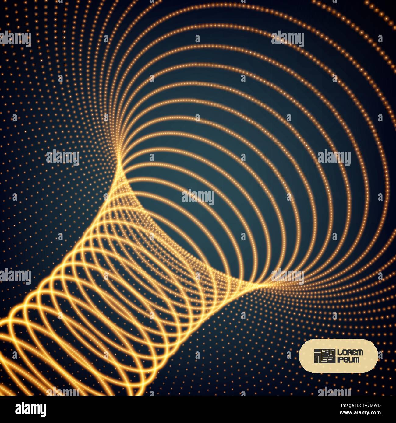 Abstract Tunnel Grid. Futuristic Technology Style. Array with Dynamic Particles. Vector ...