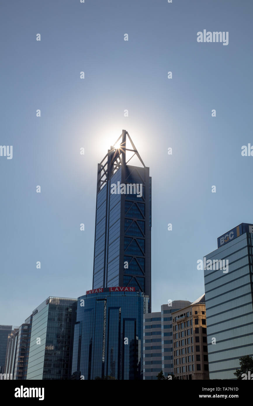 Tall skyscrapers in the commercial centre of Perth, Western Australia ...