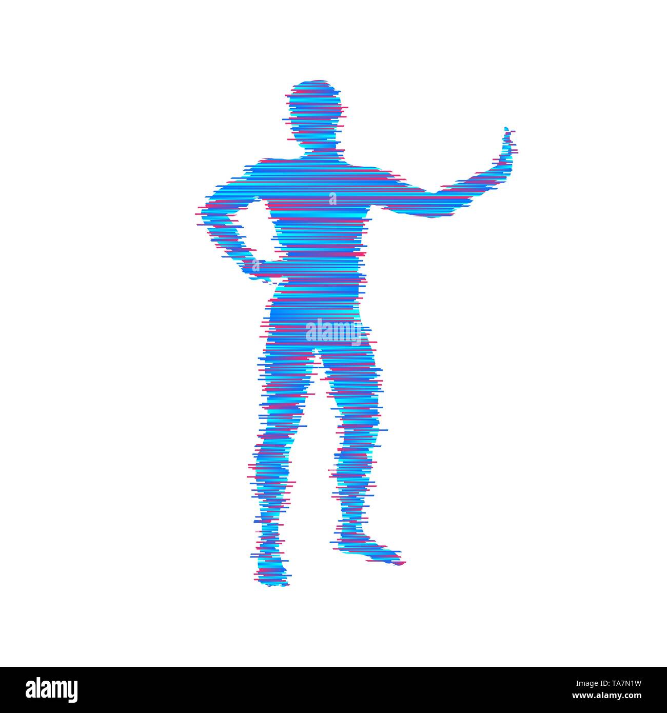 Vector man with hand up to stop. Human showing stop gesture. Silhouette ...