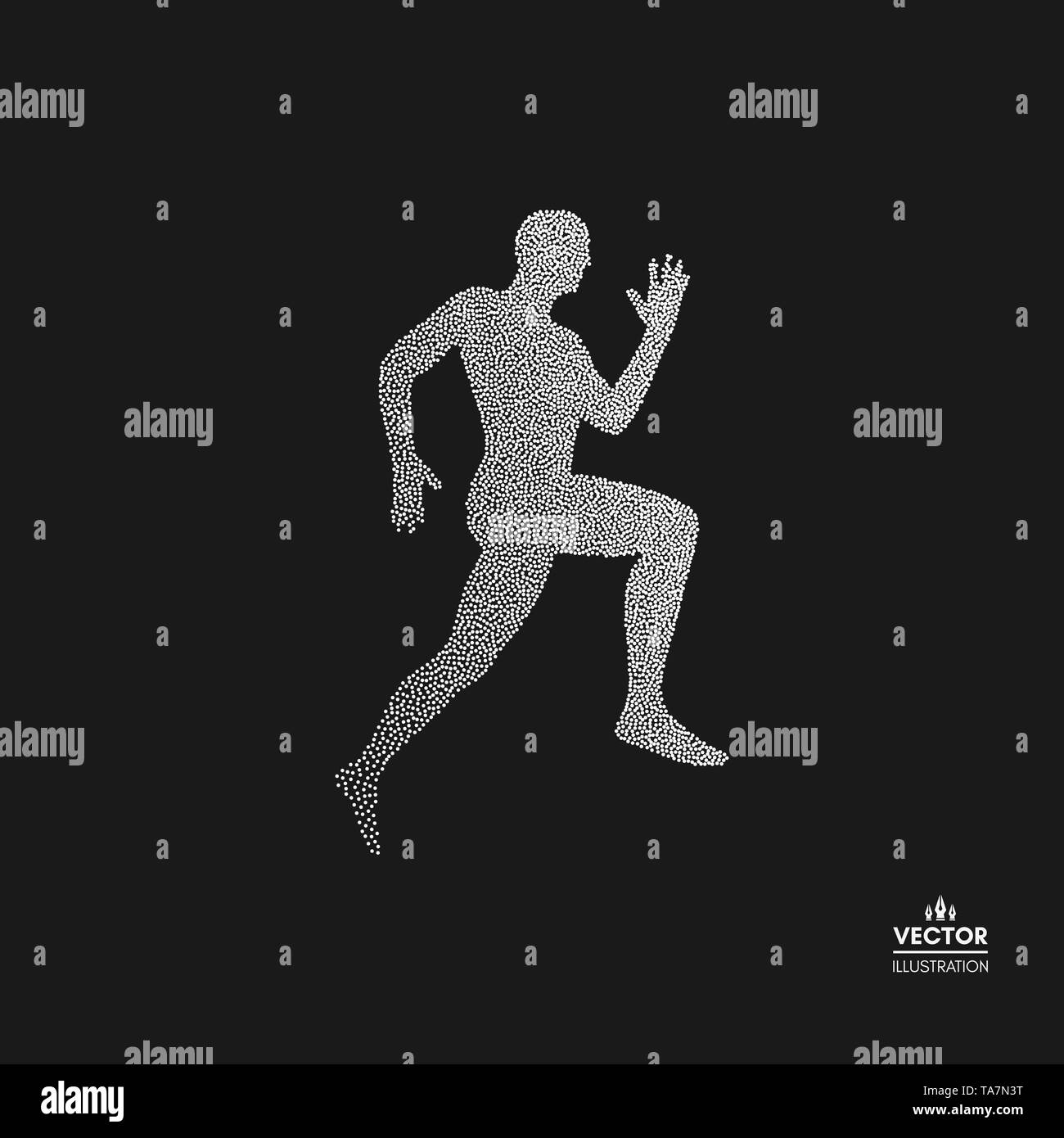 Running man. Design for sport, business, science and technology. Dotted ...