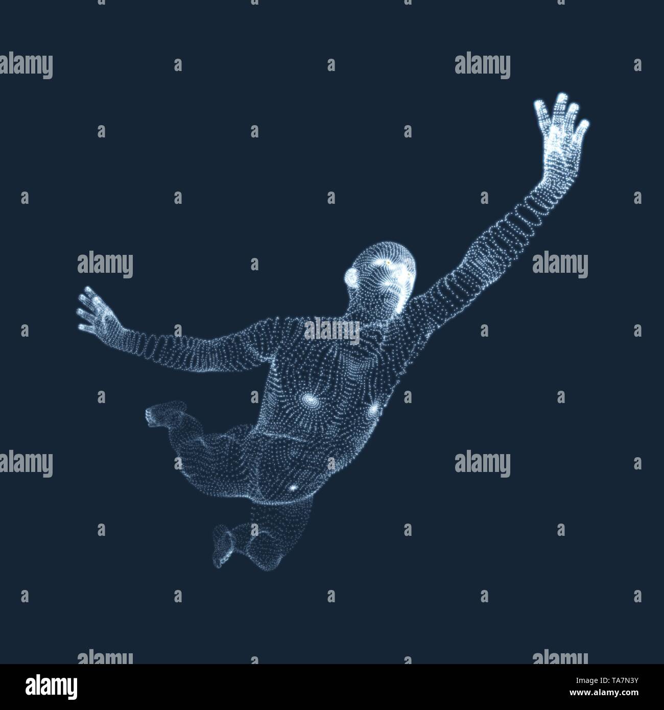 Jumping Man. Vector Graphics Composed of Particles. 3D Model of Man ...