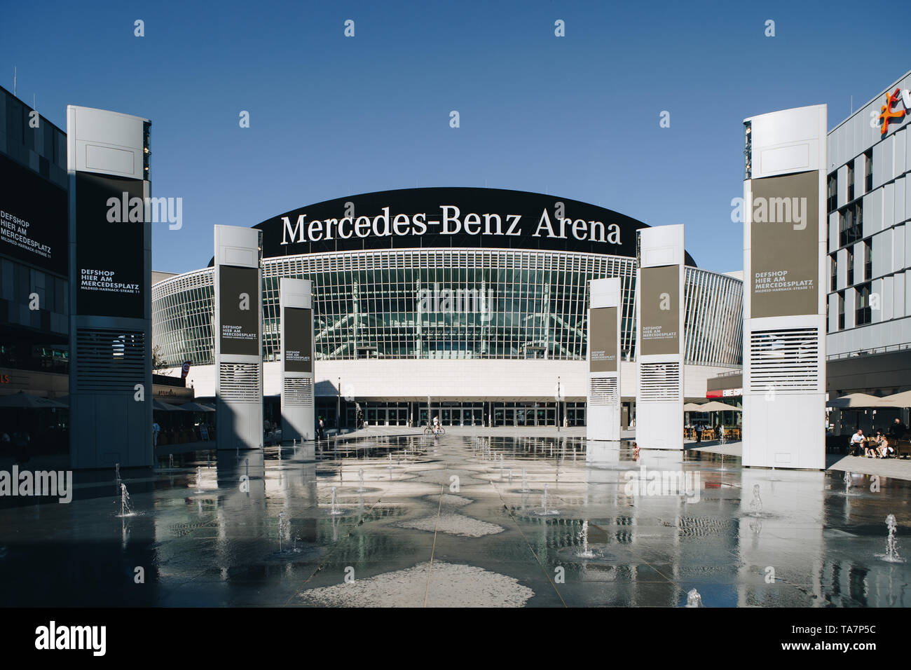 BERLIN,GERMANY-25 APRIL,2019: Exterior of Mercedes Benz Arena in Berlin ...