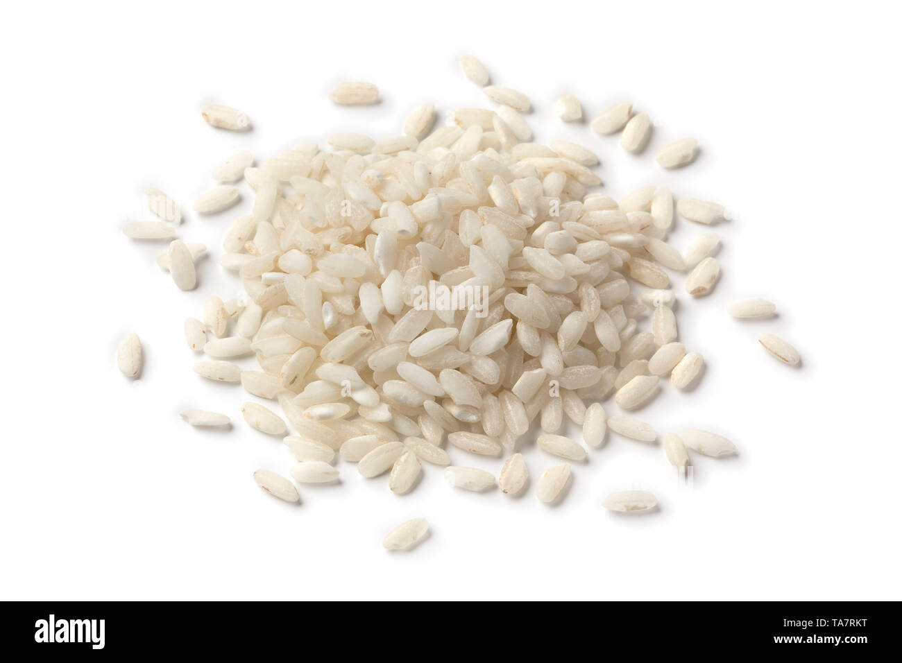 Heap of Italian Carnaroli risotto rice isolated on white background ...