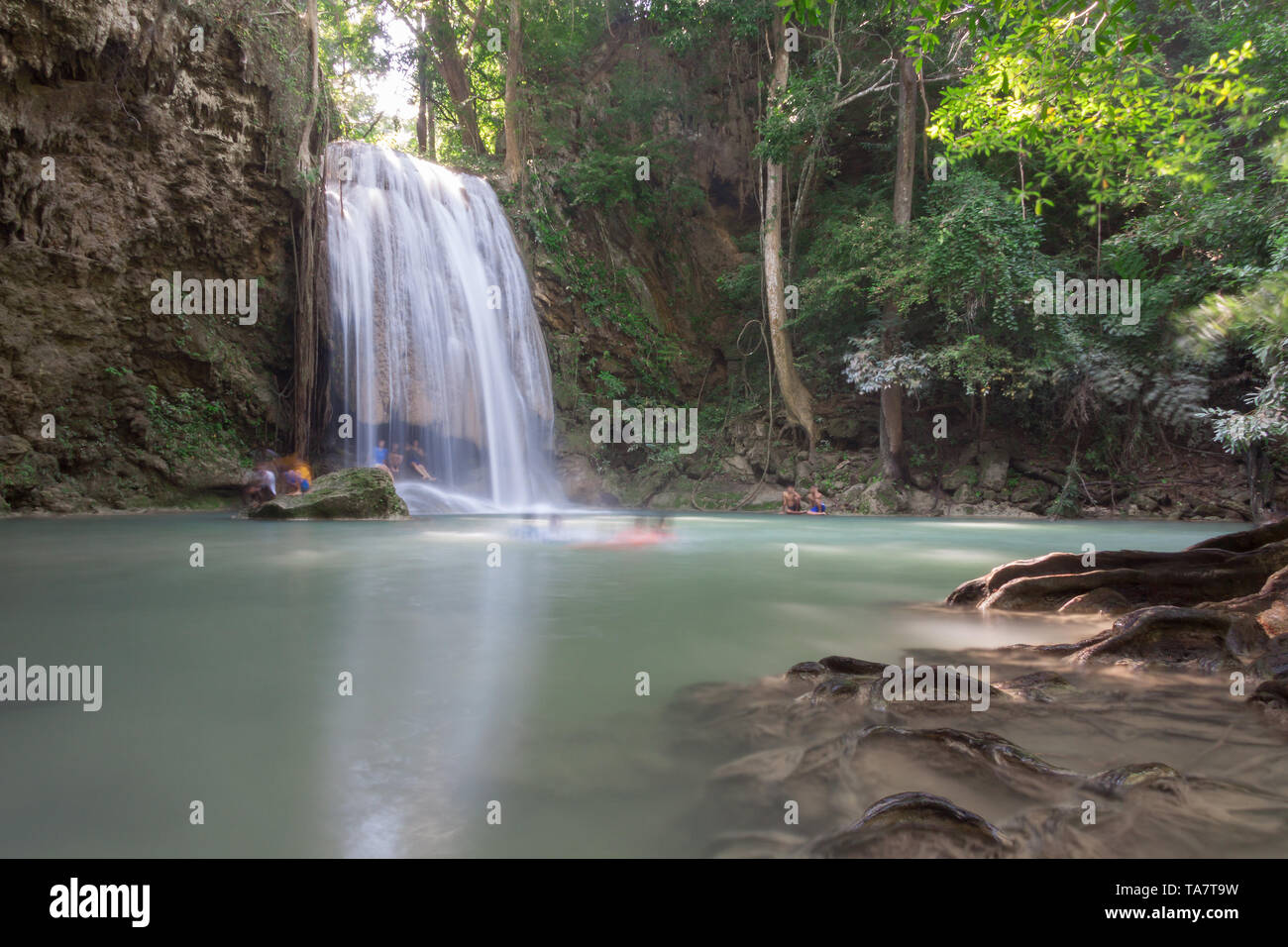 Erawan Waterfall 3rd level, Erawan National Park in Kanchanaburi ...