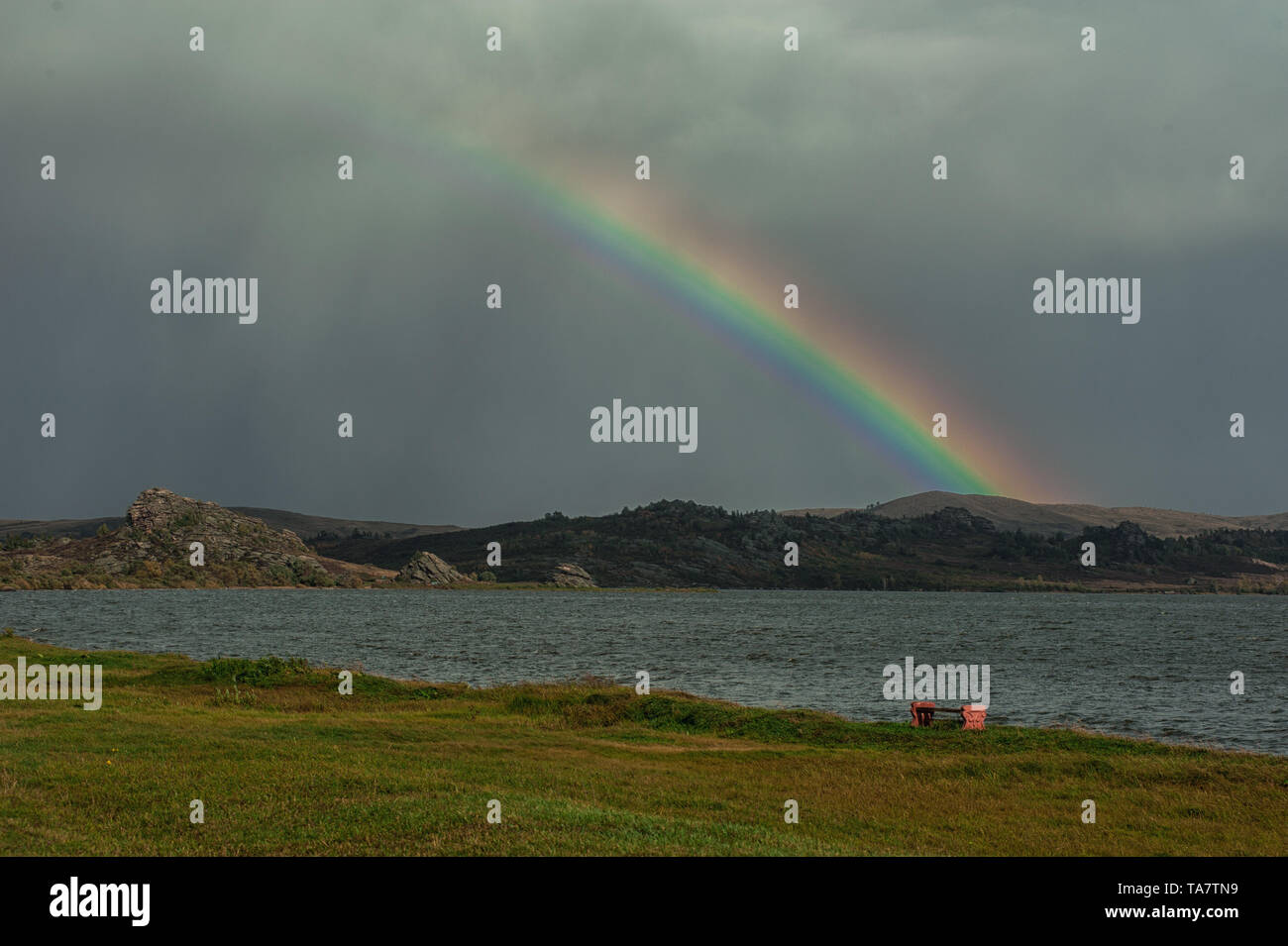 lake and rainbow Stock Photo - Alamy