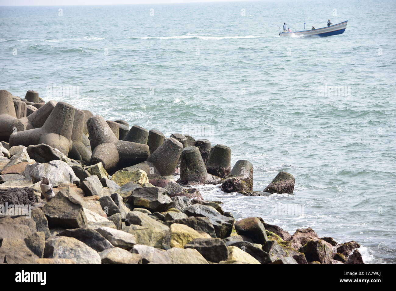 Kollam, Kerala, India: March 2, 2019 - Tangasseri Lighthouse Beach ...