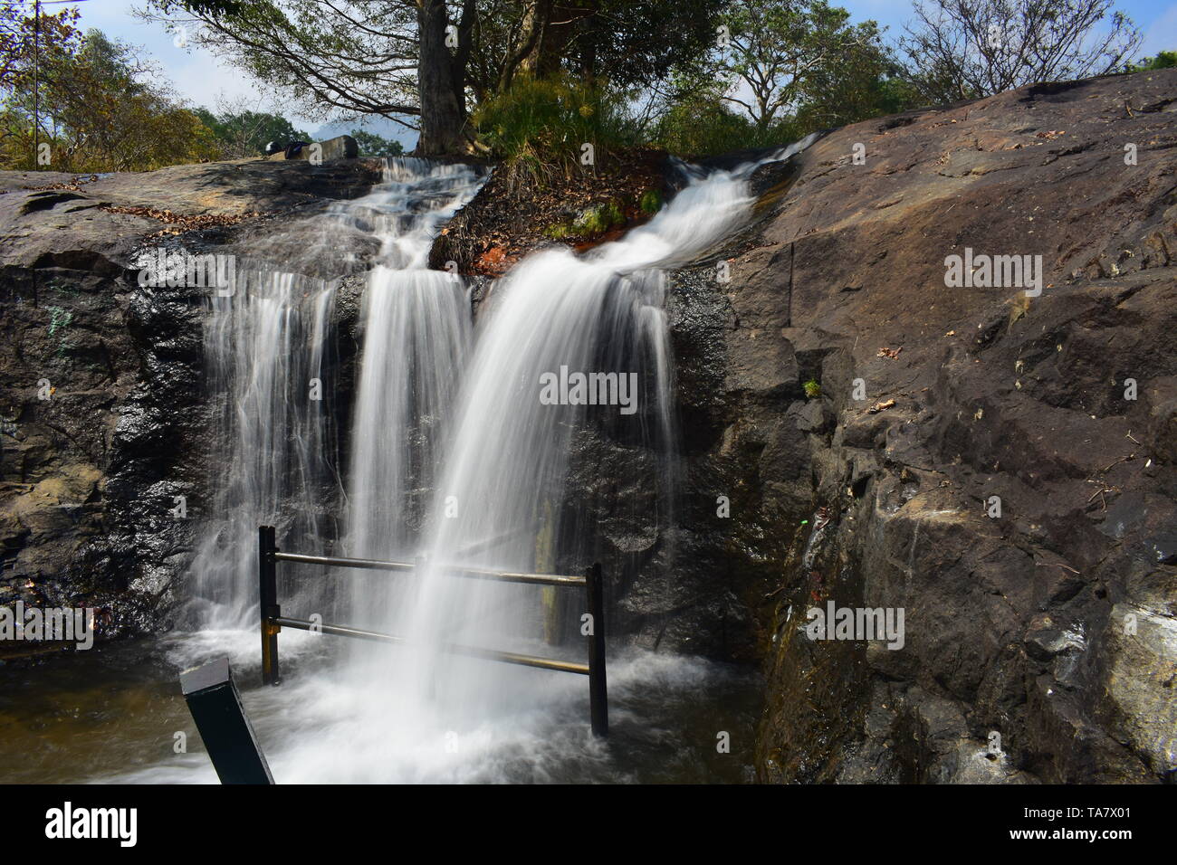 Kumbakkarai Water Falls in the foothills of the Kodaikanal Hills Stock ...