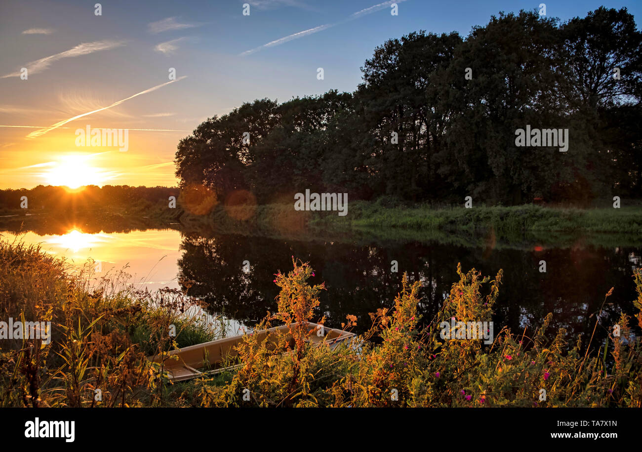 landscape Dutch nature water trees sunset netherlands Stock Photo - Alamy