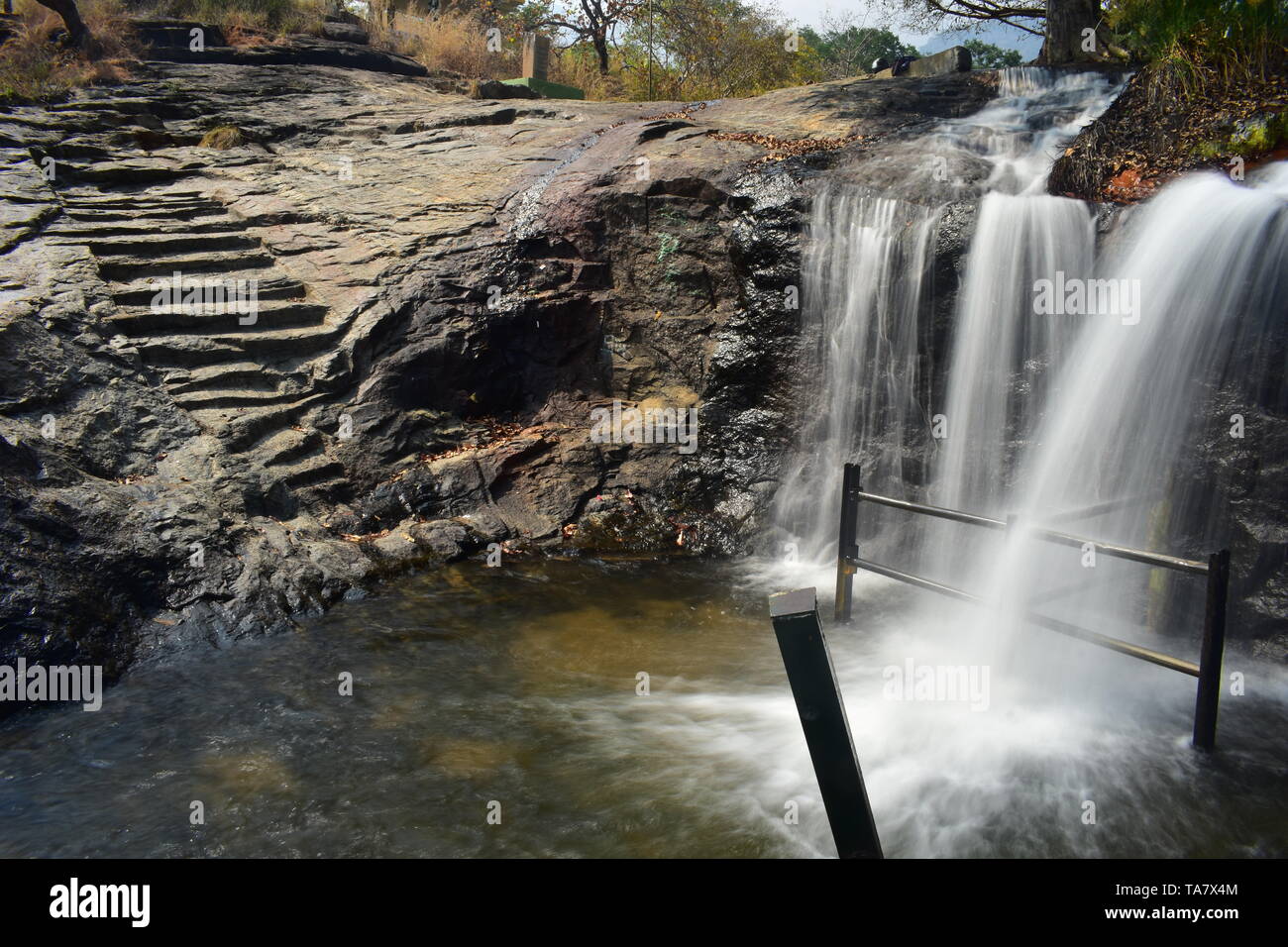 Kumbakkarai Water Falls in the foothills of the Kodaikanal Hills Stock ...