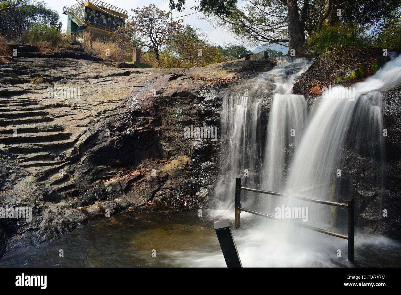 Kumbakkarai Water Falls in the foothills of the Kodaikanal Hills Stock ...