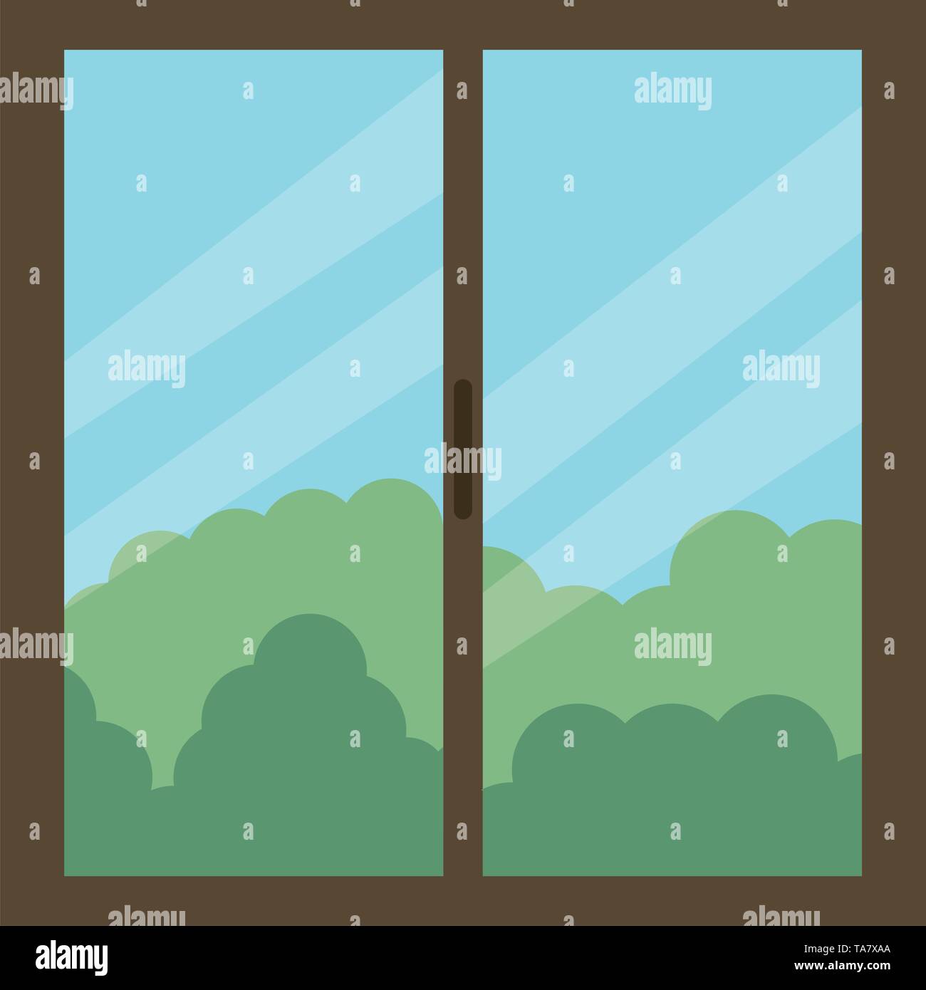 window house with day outside view vector illustration design Stock ...