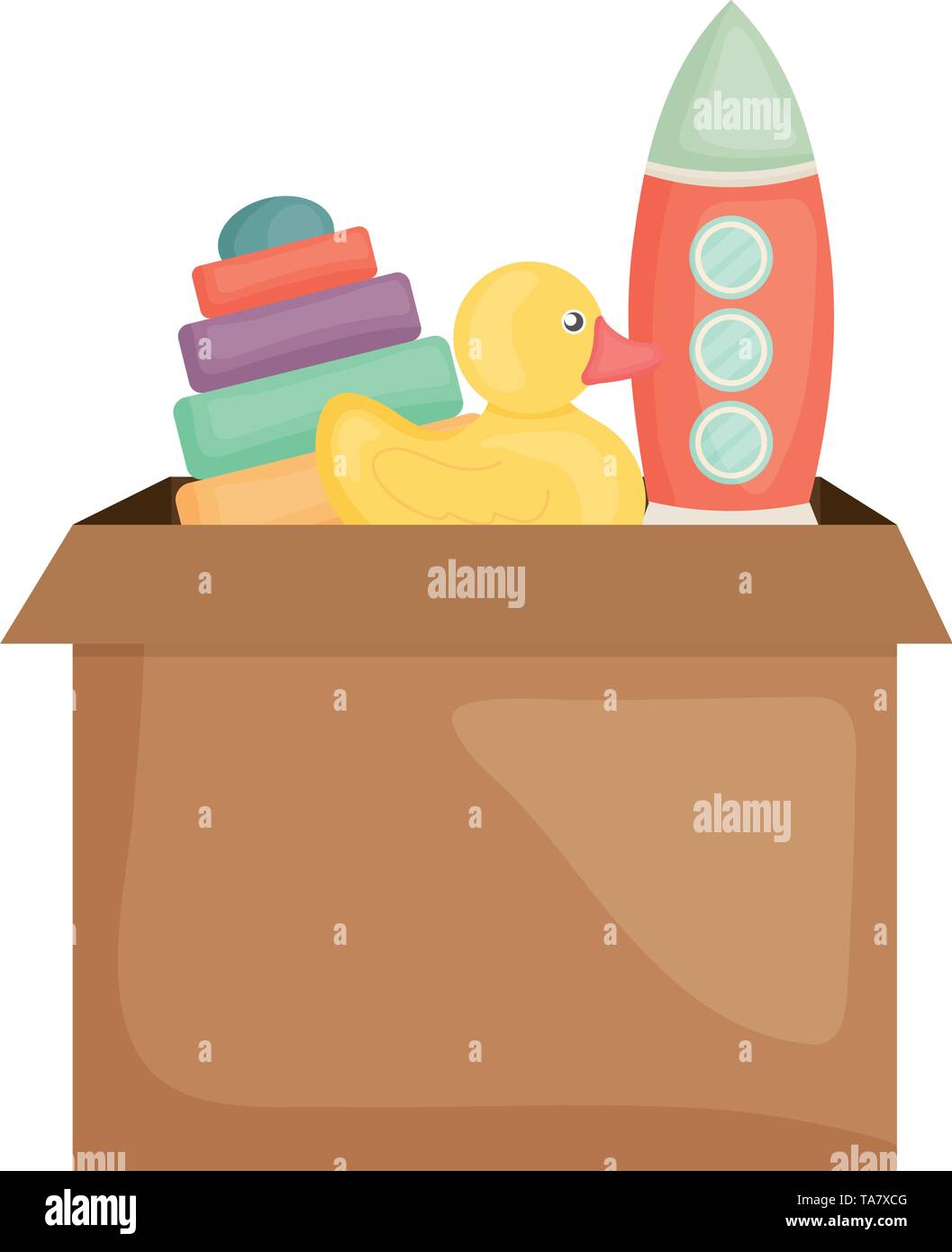 carton box with toys icons vector illustration design Stock Vector ...