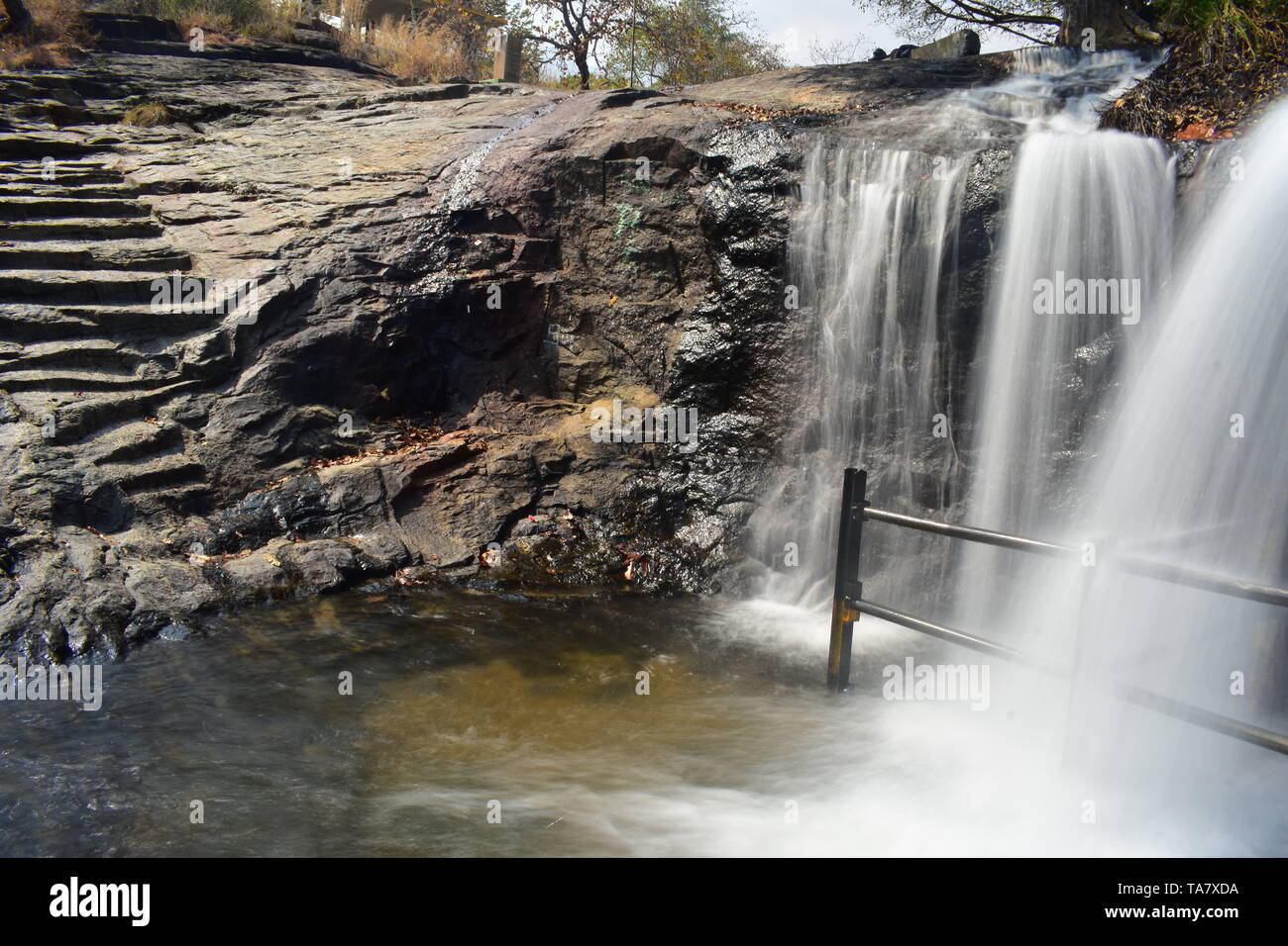 Kumbakkarai Water Falls in the foothills of the Kodaikanal Hills Stock ...