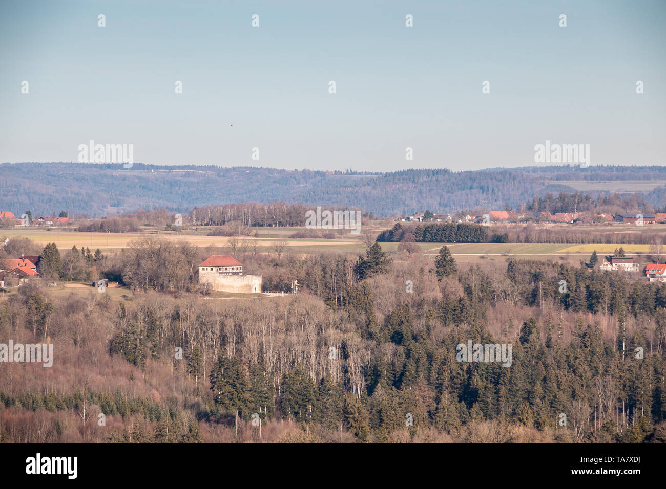 Little village and little castle in the middle of the german ...