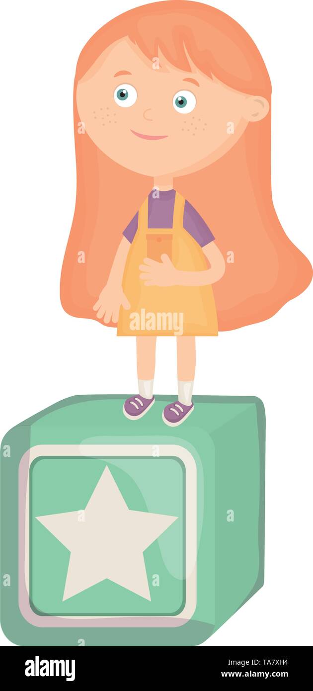 cute little girl with cube block vector illustration design Stock ...