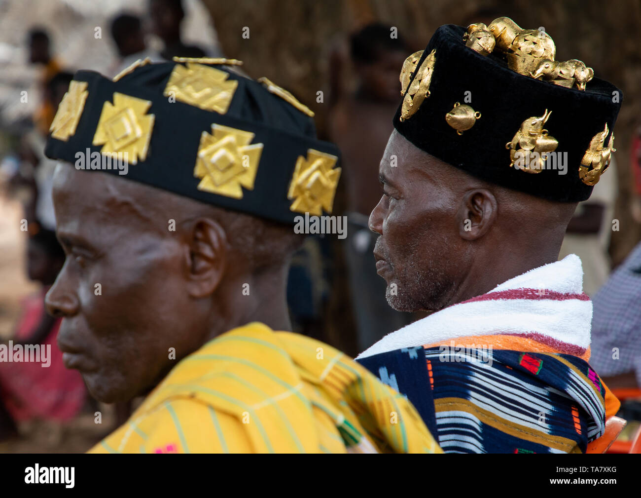 Tribal chiefs from Baule tribe, Région des Lacs, Bomizanbo, Ivory Coast ...