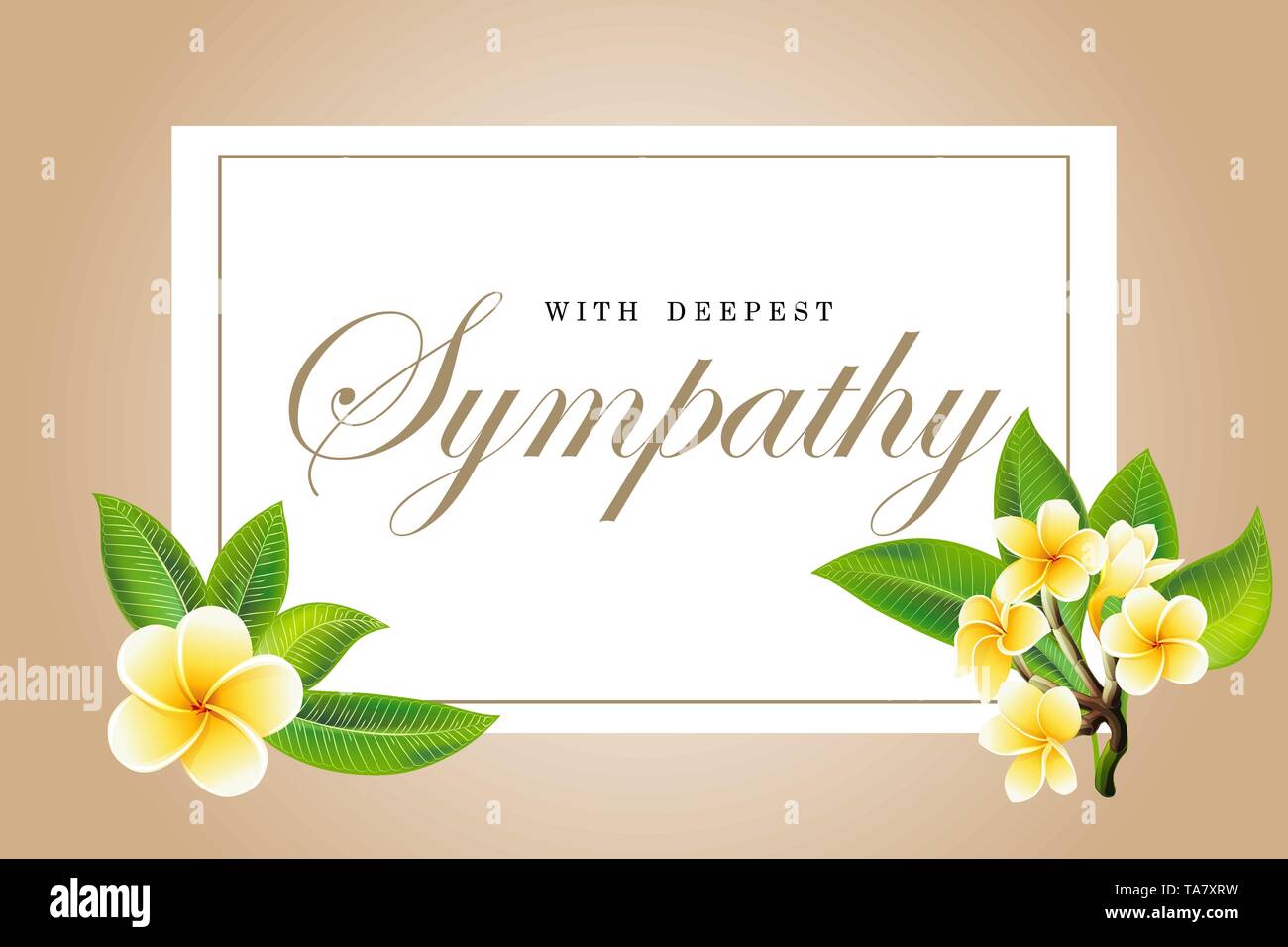 Condolences sympathy card floral frangipani or plumeria bouquet and ...