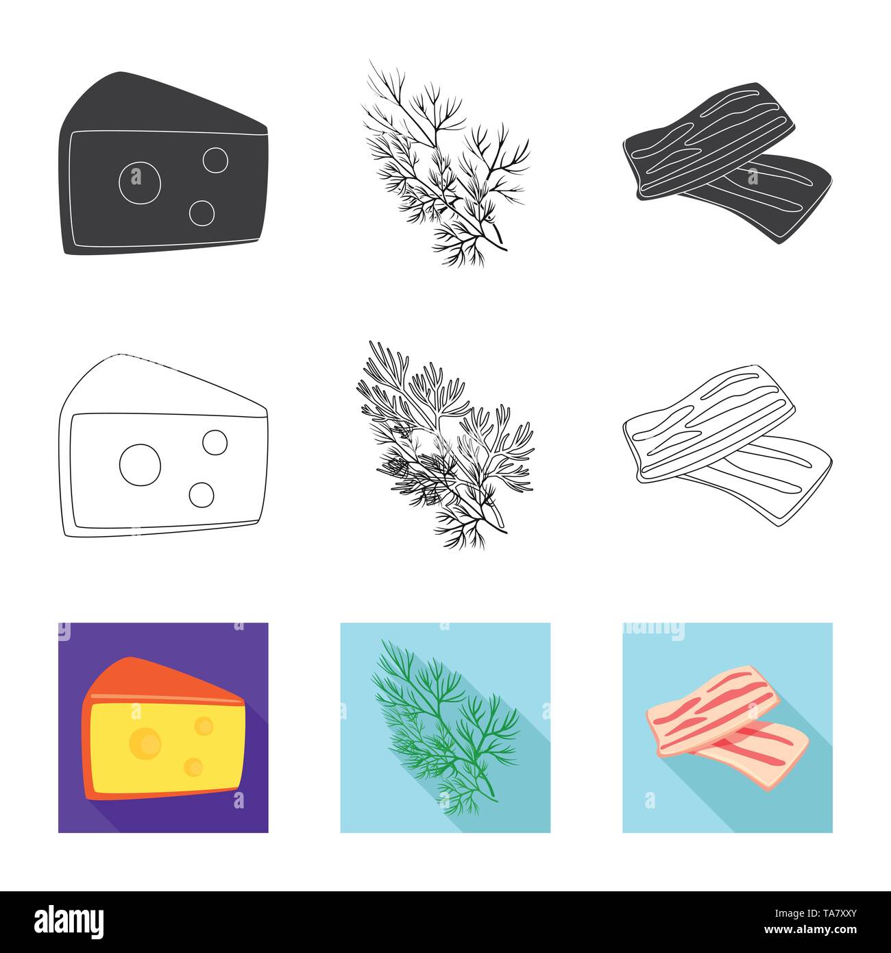 Vector design of taste and product sign. Set of taste and cooking stock ...