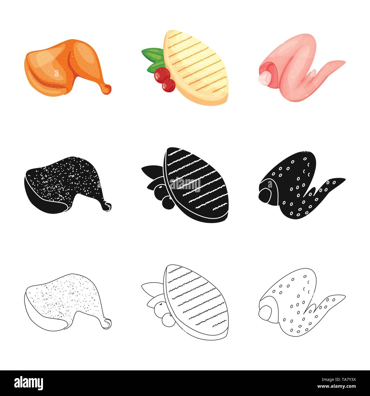 Vector design of product and poultry icon. Collection of product and ...