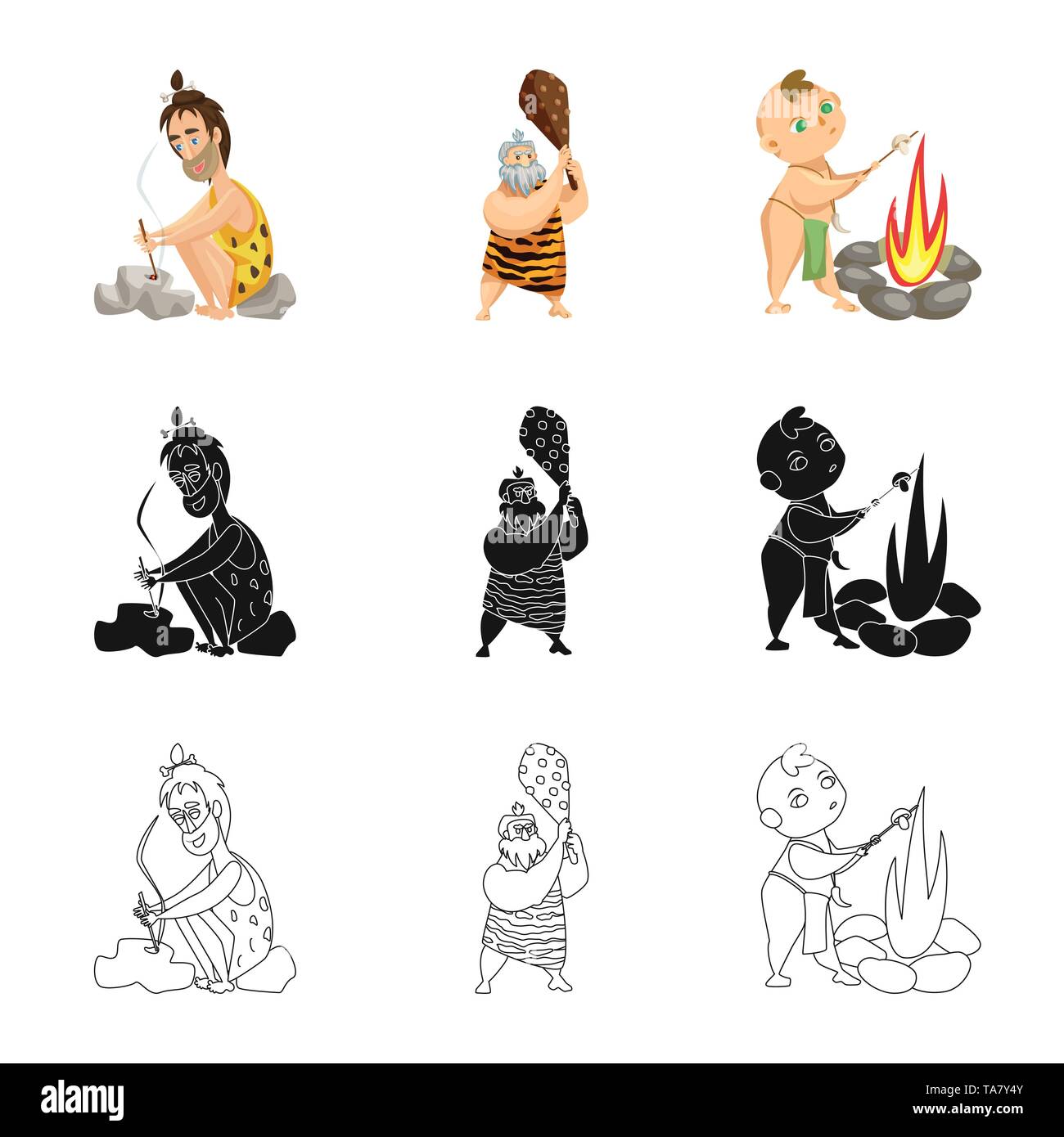 Vector illustration of evolution and prehistory sign. Set of evolution ...