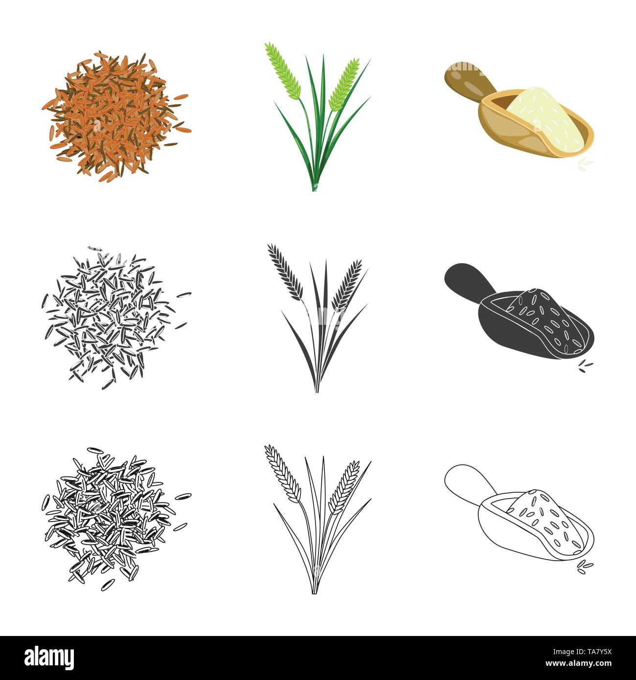 Vector illustration of crop and ecological symbol. Collection of crop ...