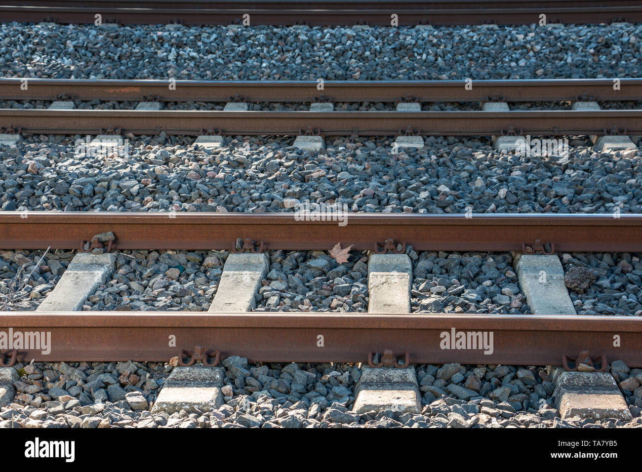 Rails of steel for trains for transport and traveling Stock Photo - Alamy