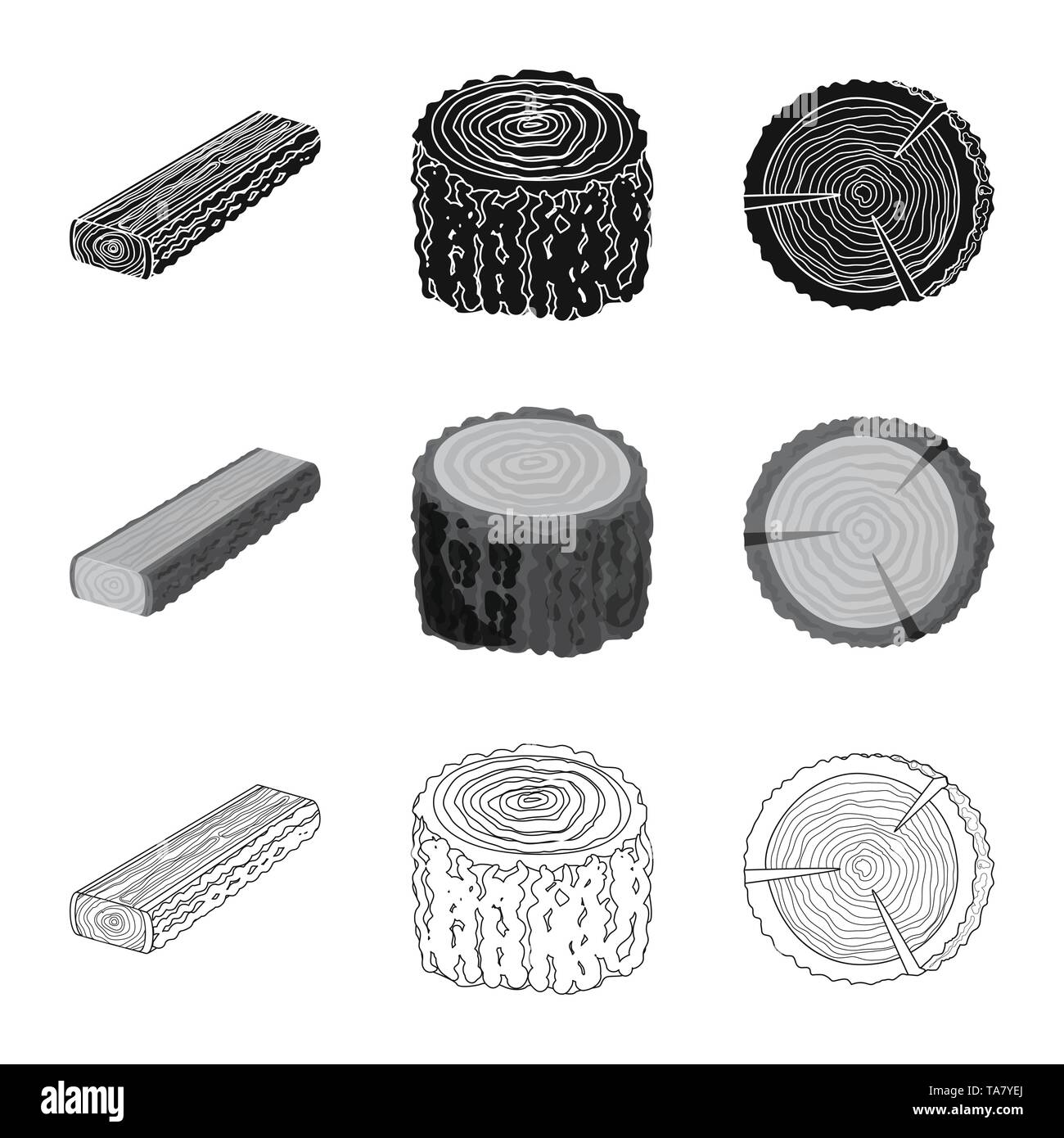 Isolated object of tree and raw logo. Collection of tree and ...