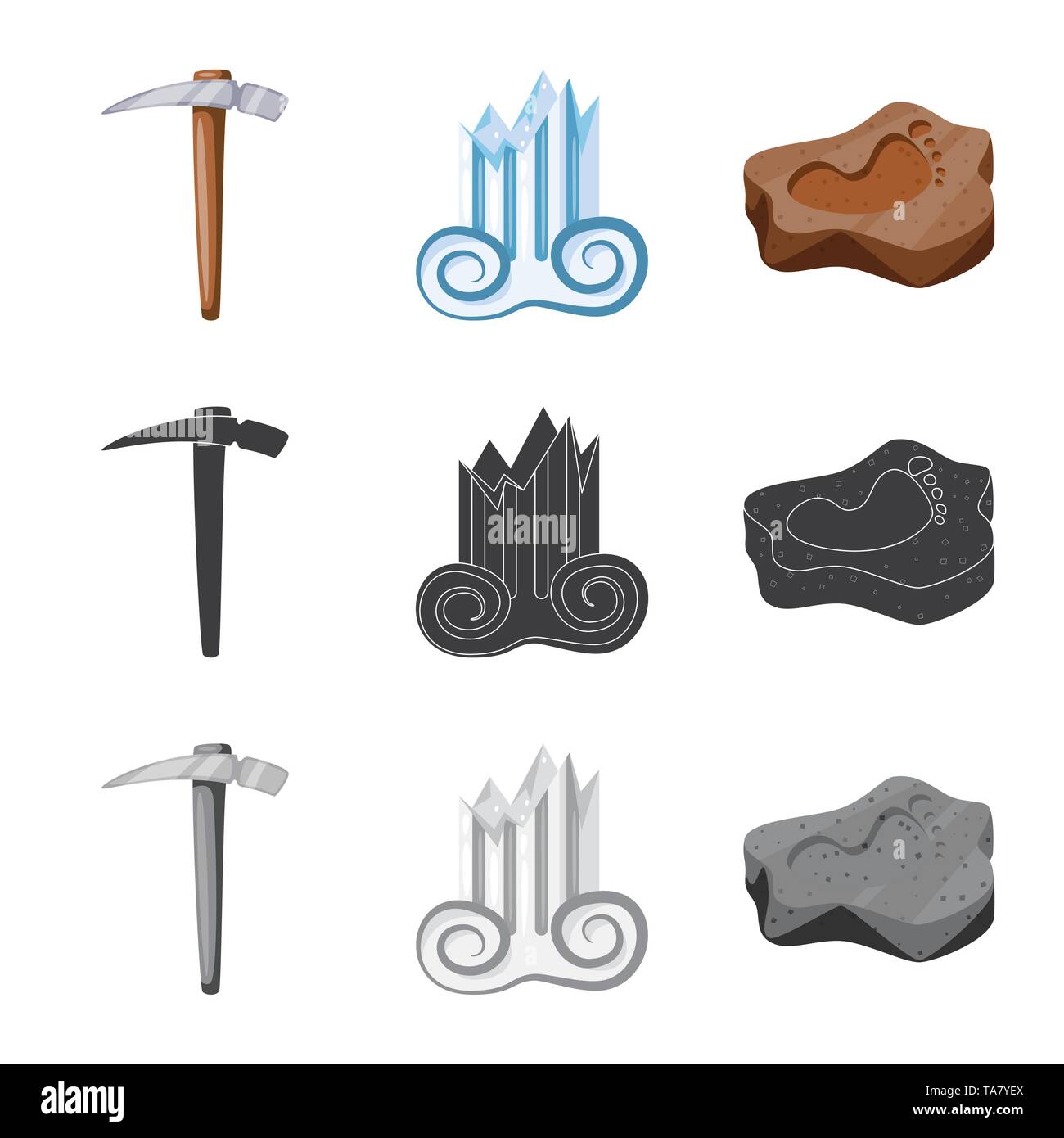 Vector illustration of story and items sign. Set of story and ...