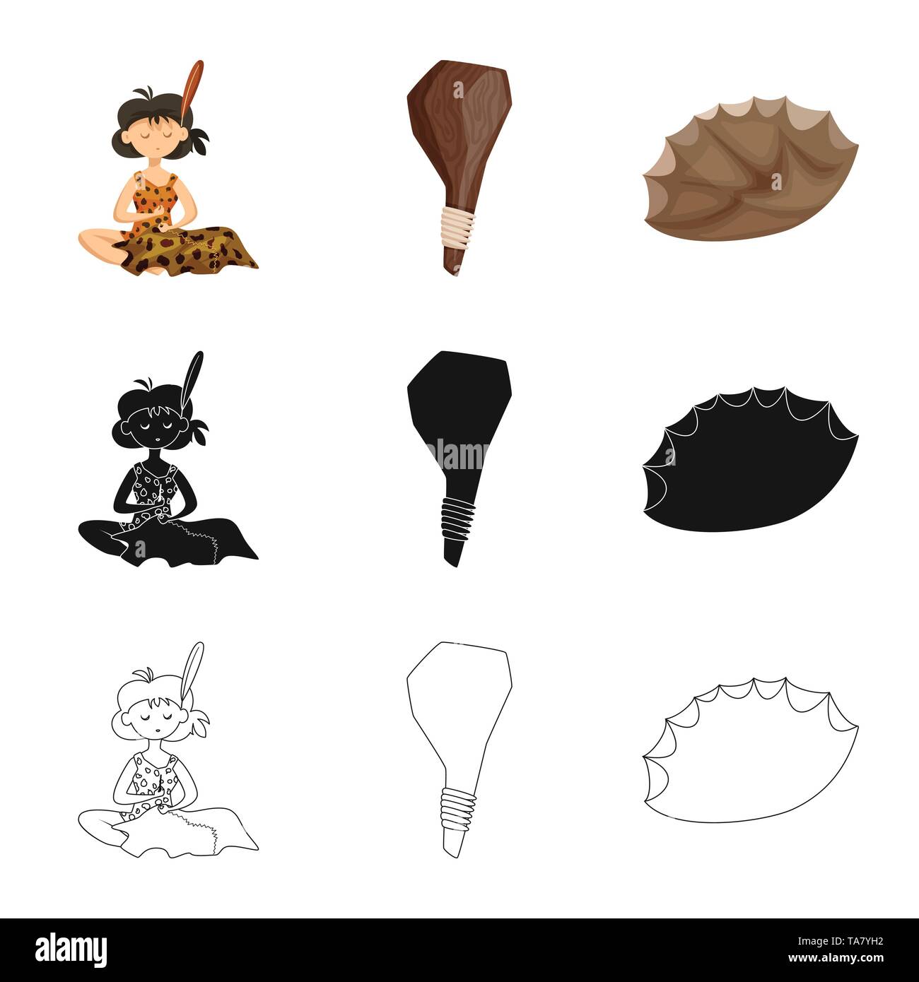 Vector illustration of evolution and prehistory logo. Set of evolution ...