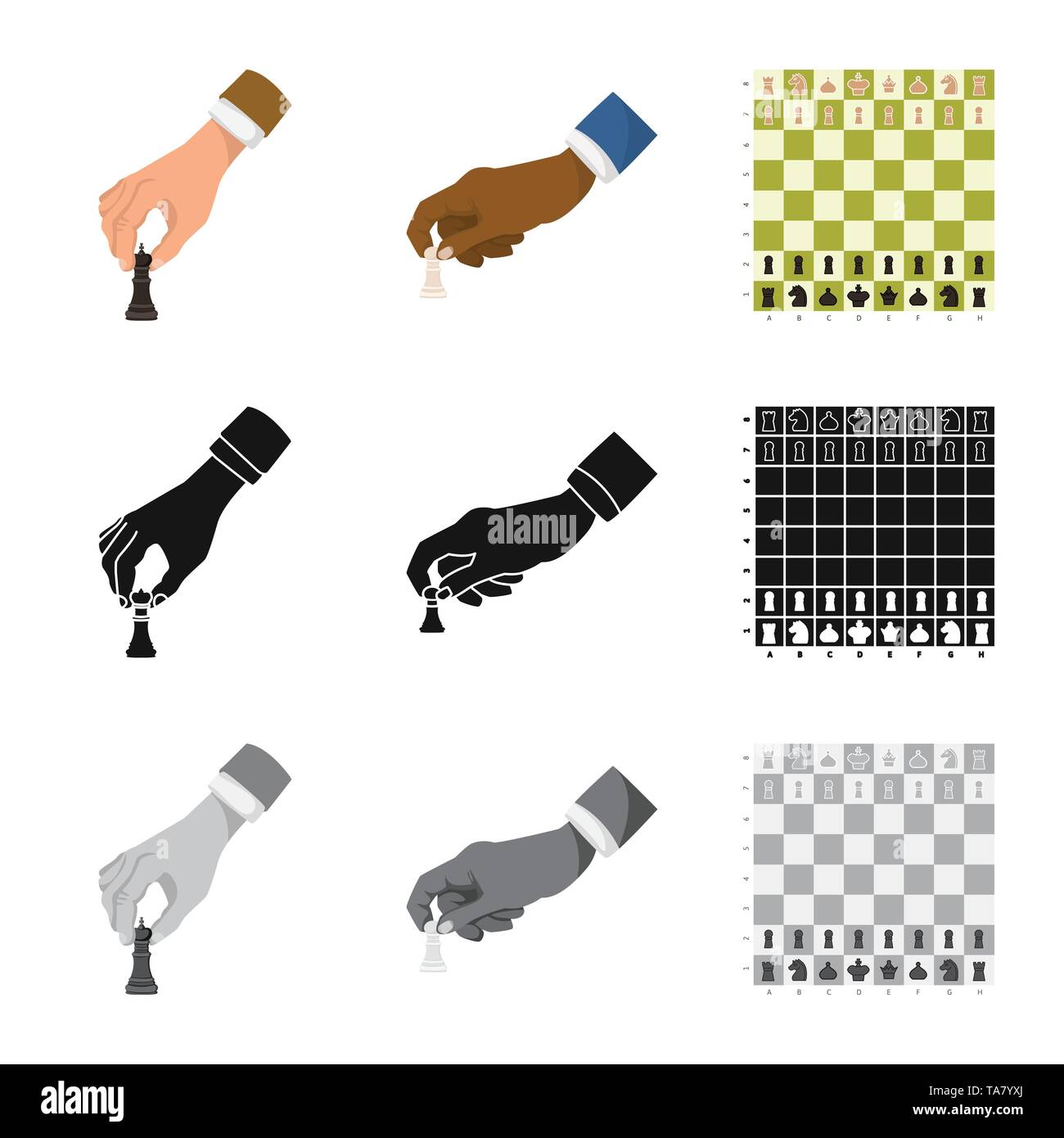 Vector illustration of checkmate and thin symbol. Set of checkmate and ...