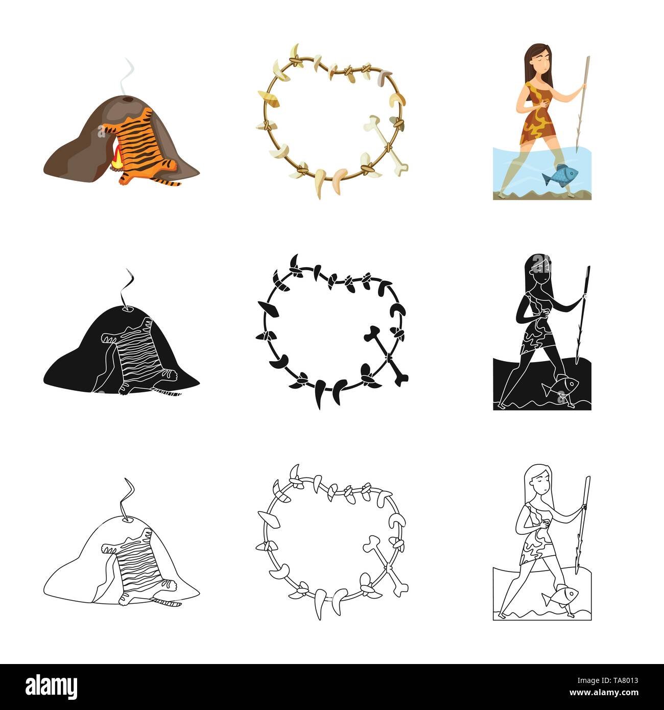 Vector illustration of evolution and prehistory icon. Collection of ...