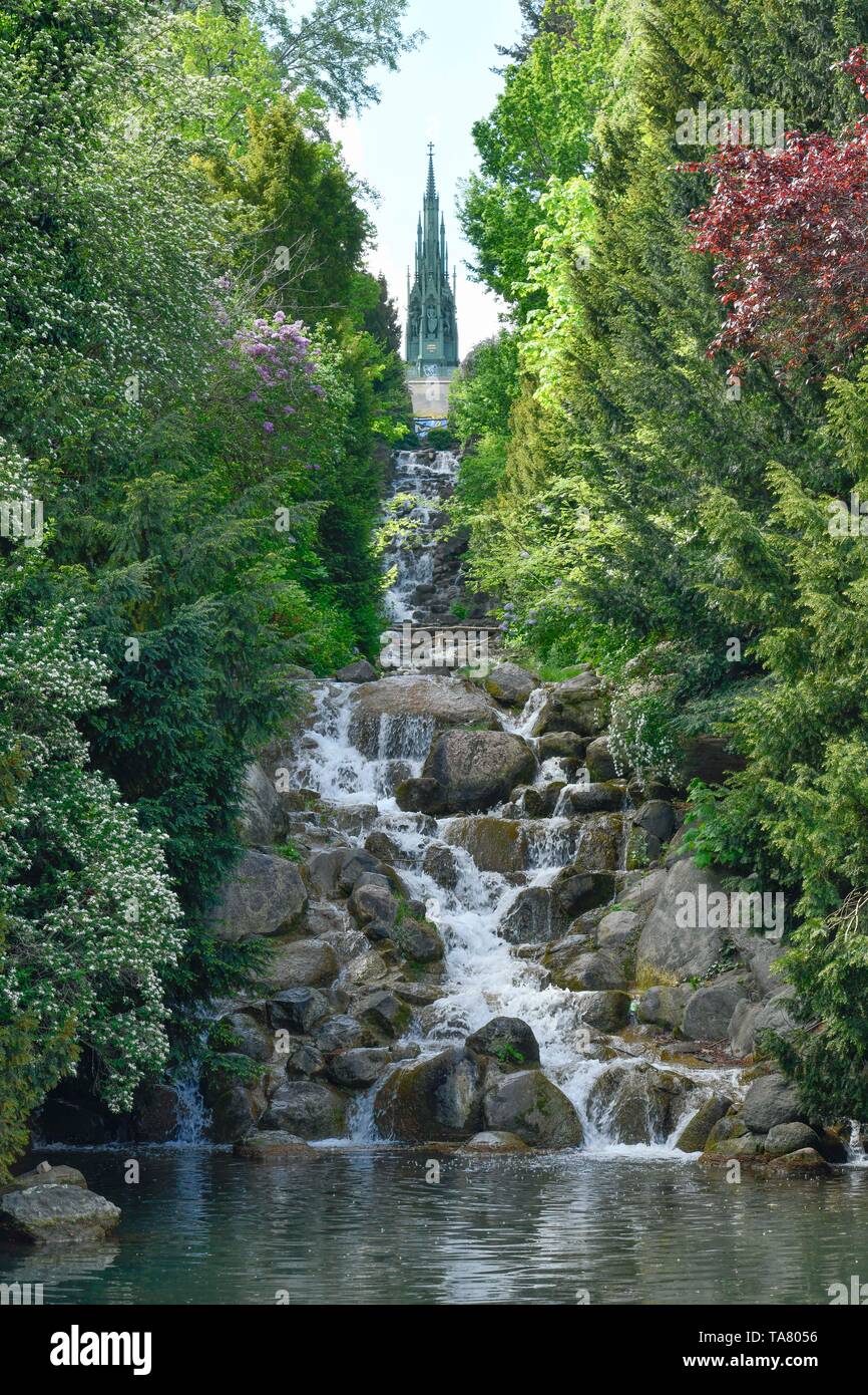 Waterfall, Viktoria's park, cross mountain, Berlin, Germany, Wasserfall ...