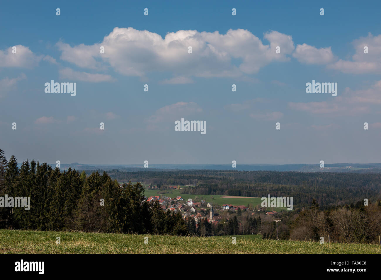 Little village in the middle of the german countryside with hills ...