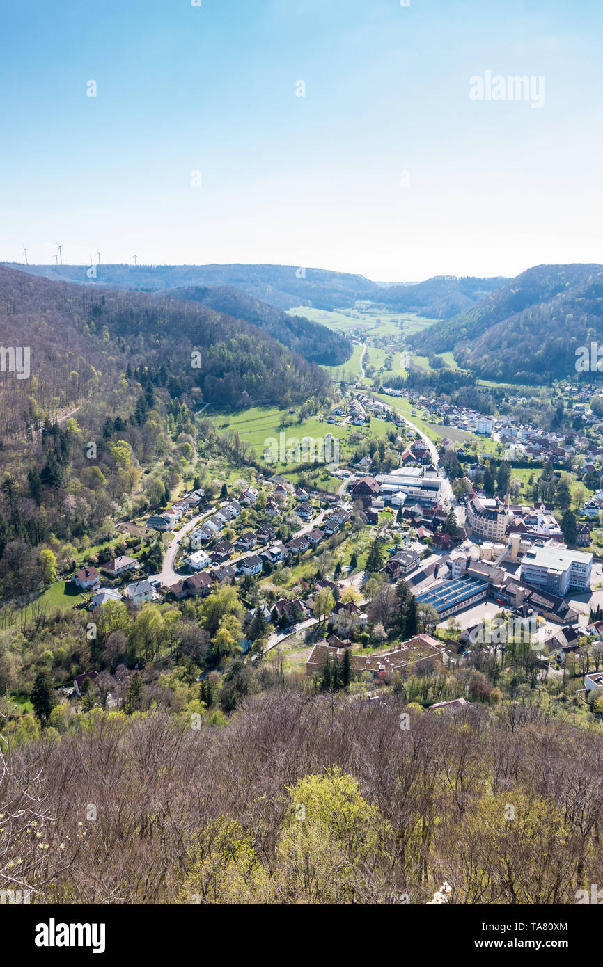 Little village in the middle of the german countryside with hills ...