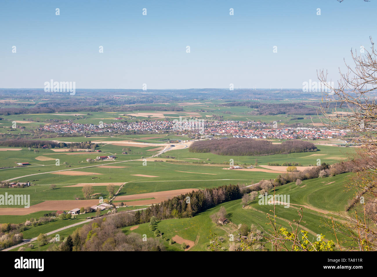 Little village in the middle of the german countryside with hills ...