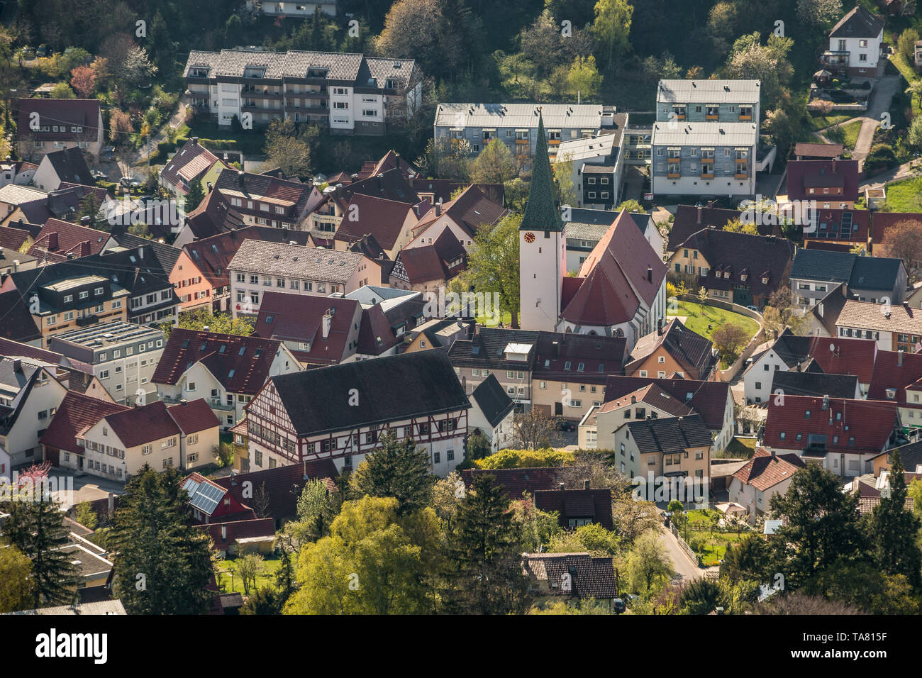 Little village in the middle of the german countryside with a church ...
