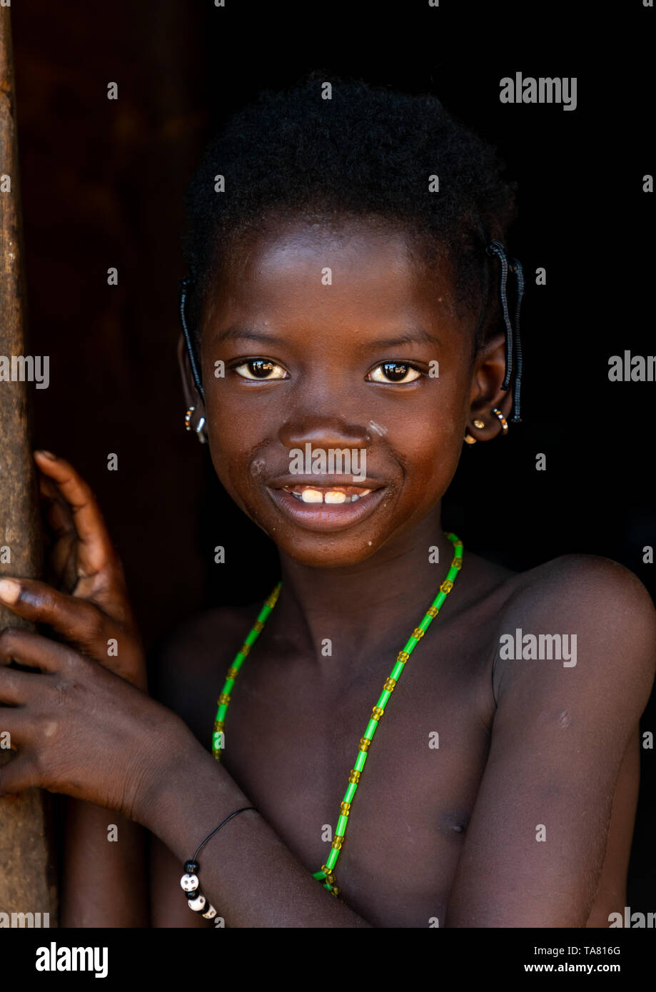 Portrait of a smiling Senufo girl, Savanes district, Niofoin, Ivory ...