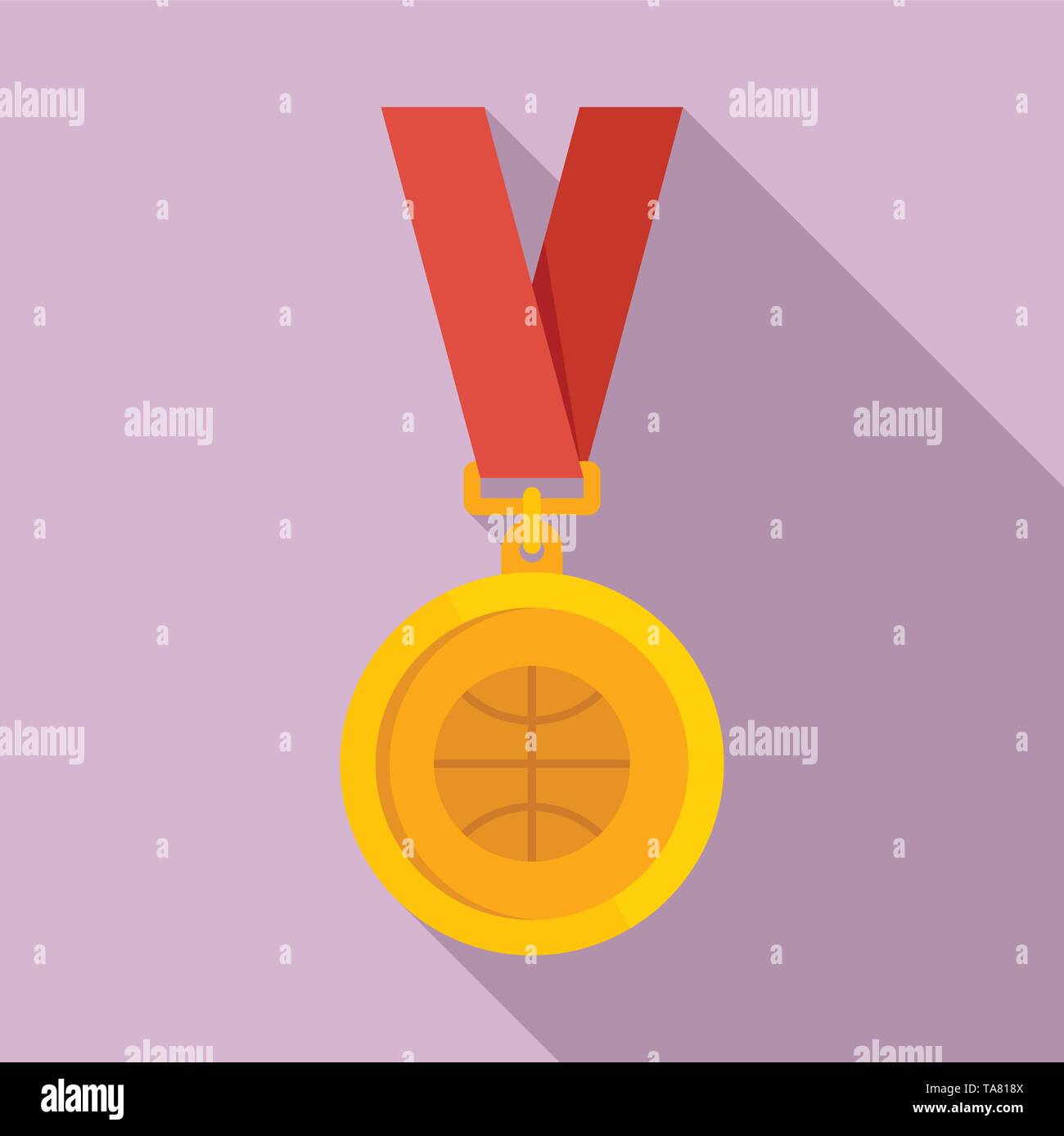 Basketball gold medal icon. Flat illustration of basketball gold medal ...