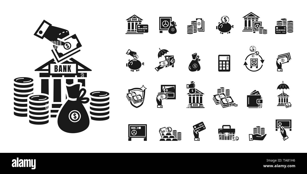 Deposit icons set. Simple set of deposit vector icons for web design on ...