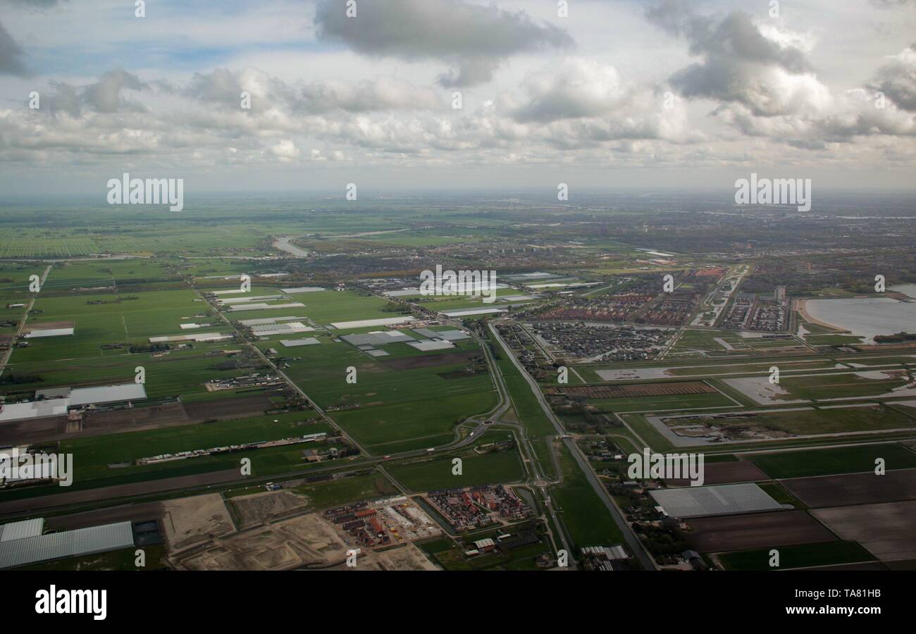 Aerial view from a plane at Rotterdam, The Netherlands Stock Photo - Alamy
