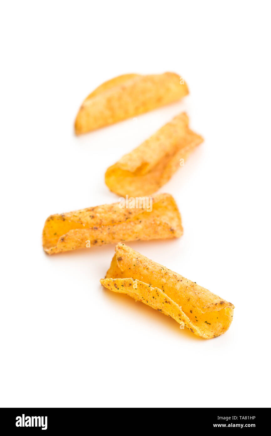 Rolled tortilla chips isolated on white background Stock Photo - Alamy