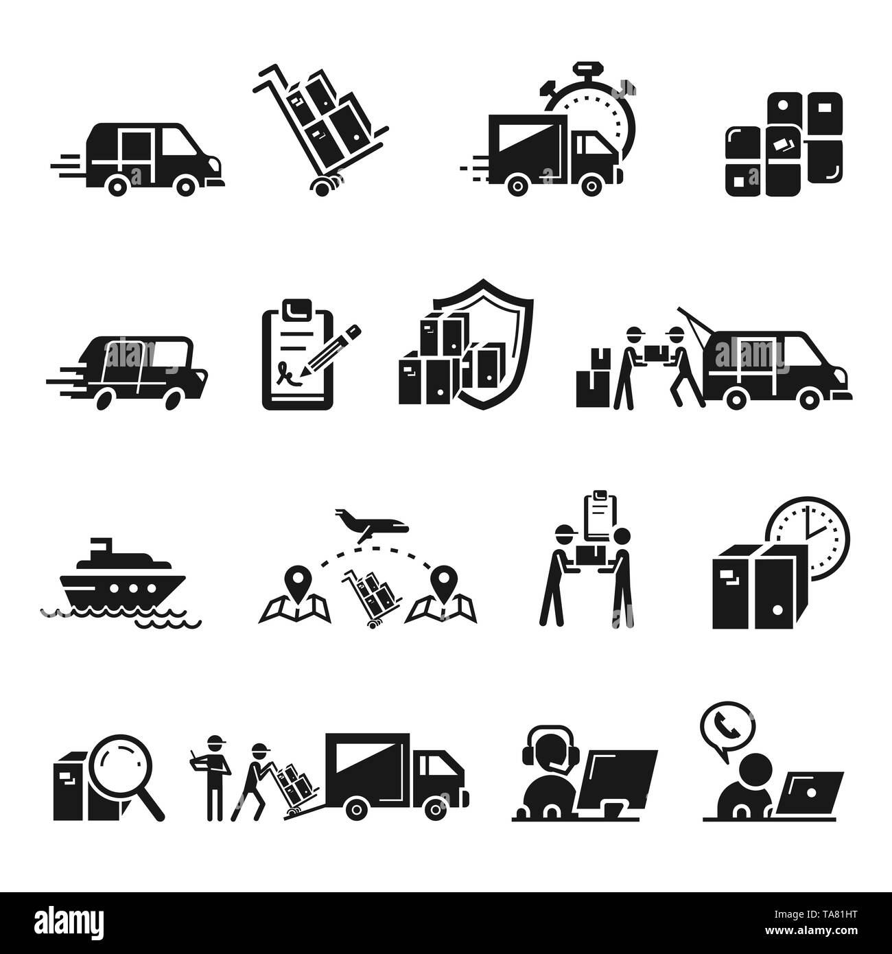 Parcel delivery icons set. Simple set of parcel delivery vector icons ...